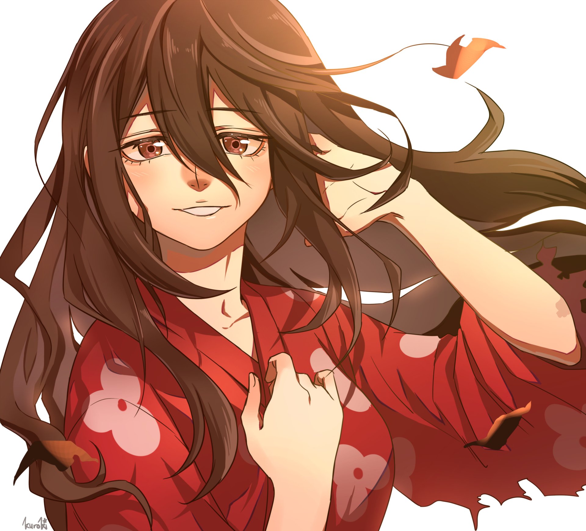 Mio's Warm Smile – HD Dororo Anime Wallpaper with Flowing Brown Hair by ...