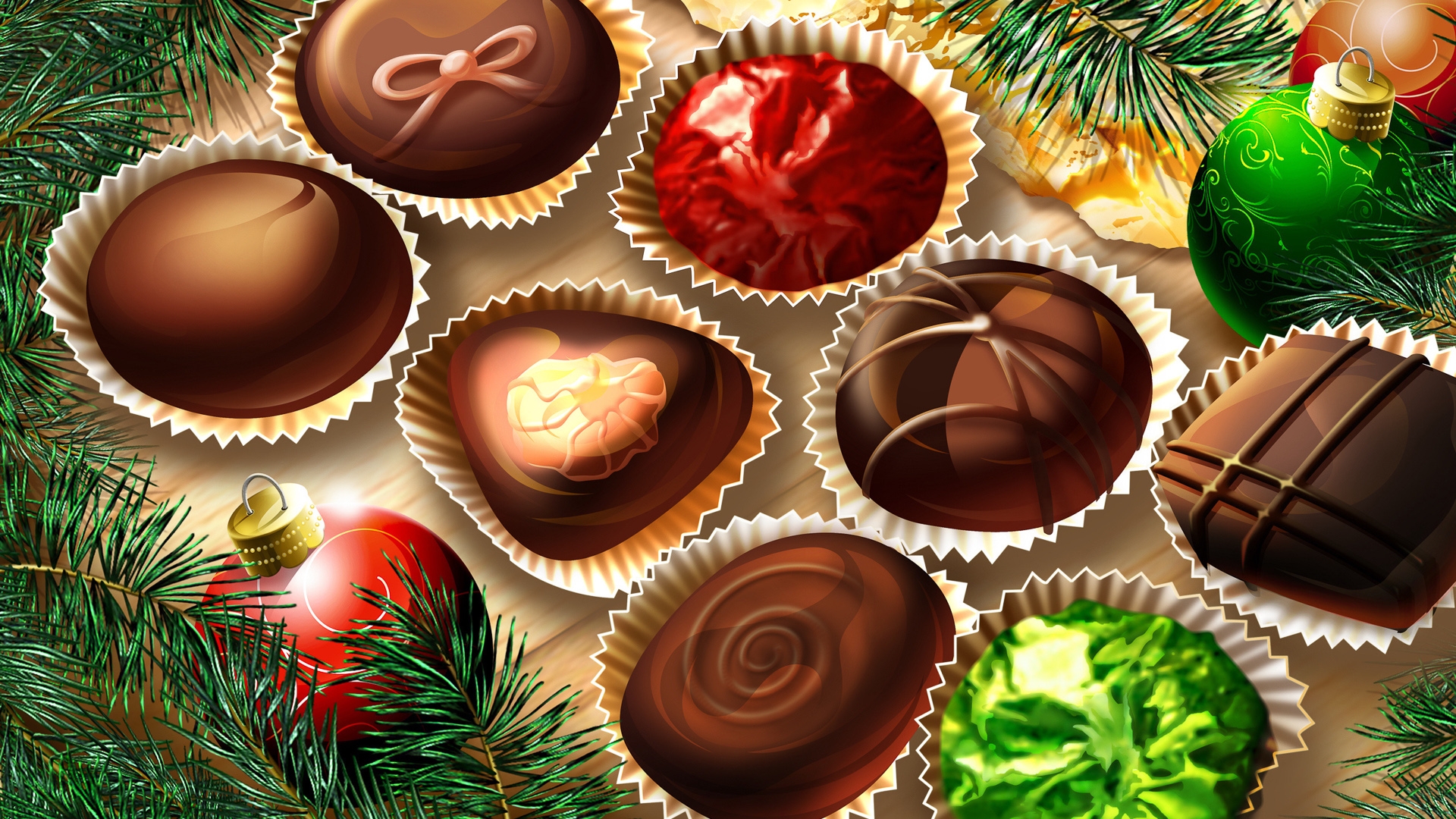 Festive Chocolate Delights: Christmas Ornaments and Holiday Cheer in HD