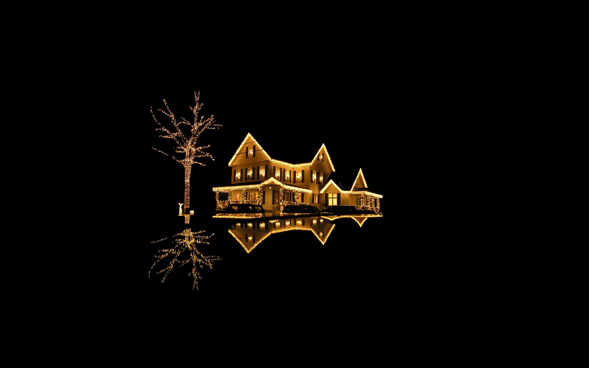 Holiday Reflections: A Christmas House HD Wallpaper | 1920x1200 ...