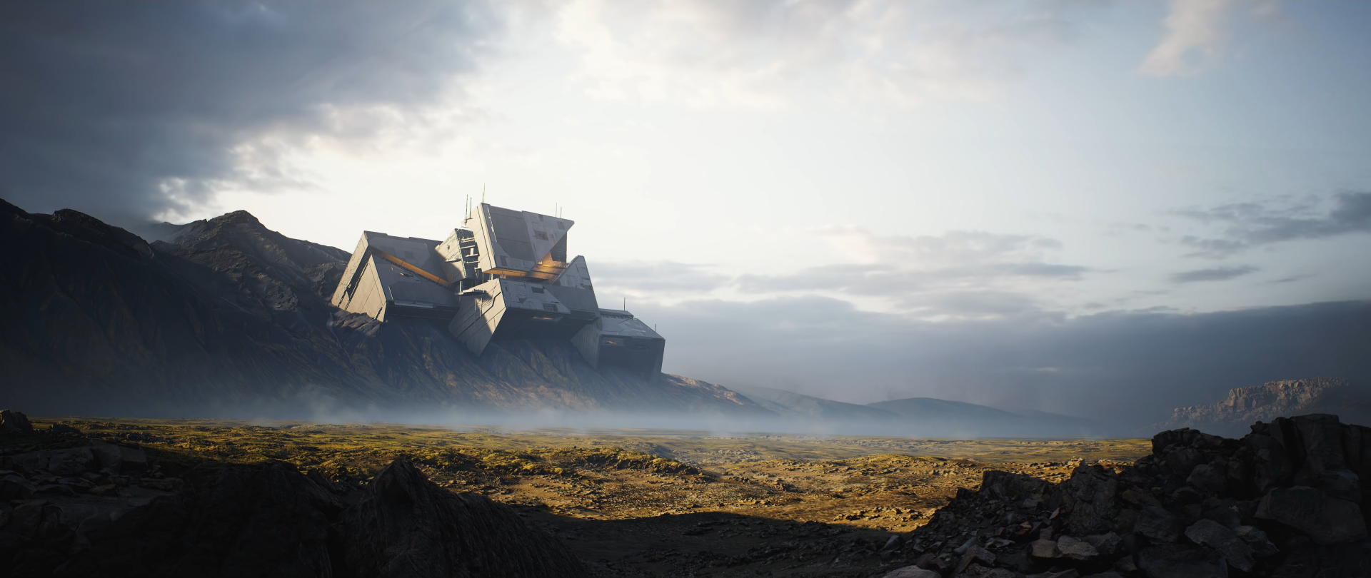 Download Landscape Sci Fi Building HD Wallpaper | 3840x1620 | Wallpaper ...