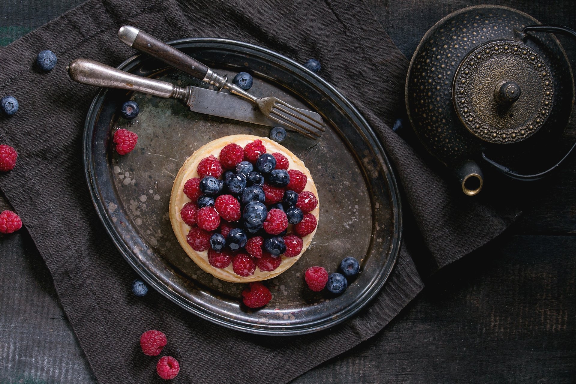 Download Still Life Fruit Pastry Blueberry Raspberry Berry Food Dessert 4k Ultra HD Wallpaper