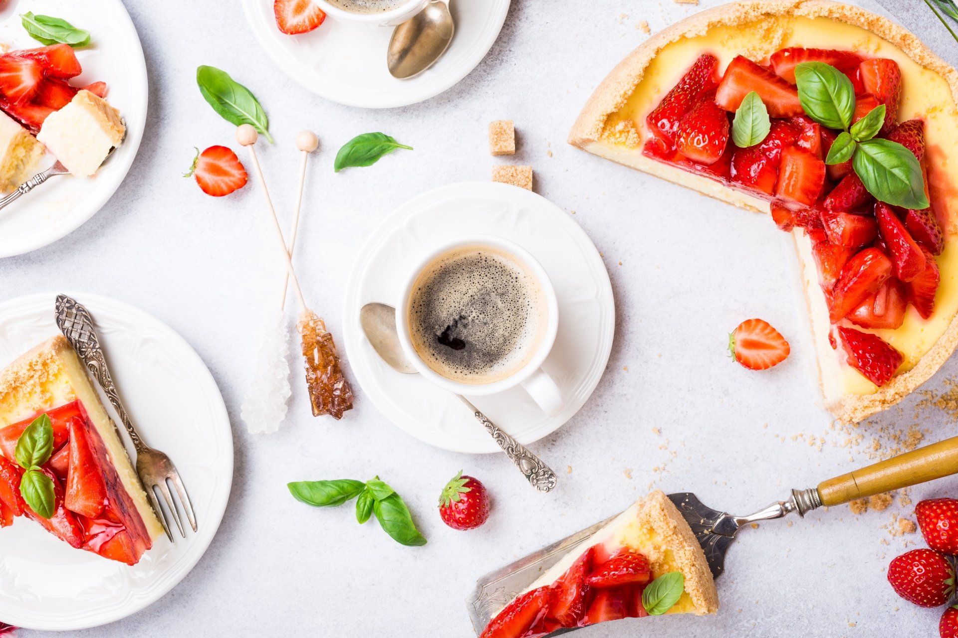 Download Still Life Cup Fruit Dessert Cake Strawberry Coffee Berry Food Cheesecake 4k Ultra HD ...