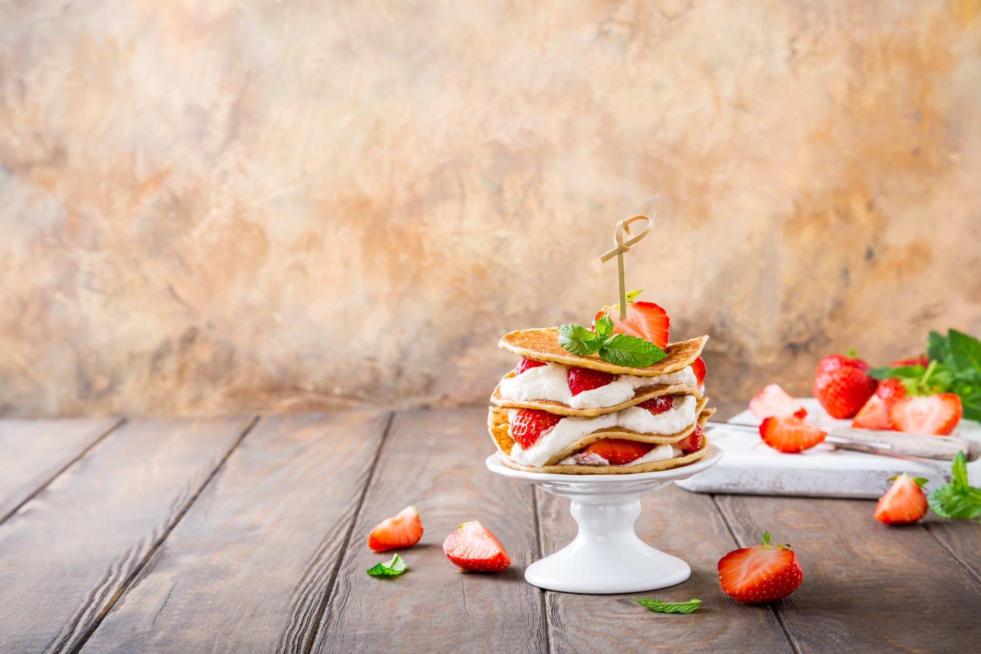 Download Still Life Fruit Cream Strawberry Berry Food Dessert 4k Ultra HD Wallpaper