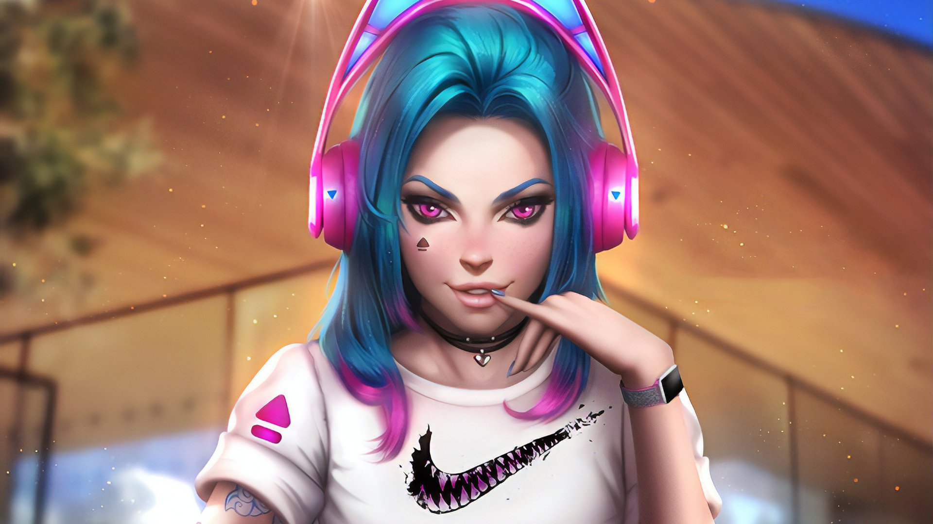Jinx HD Wallpaper: Blue Hair & Headphones by AyyaSAP