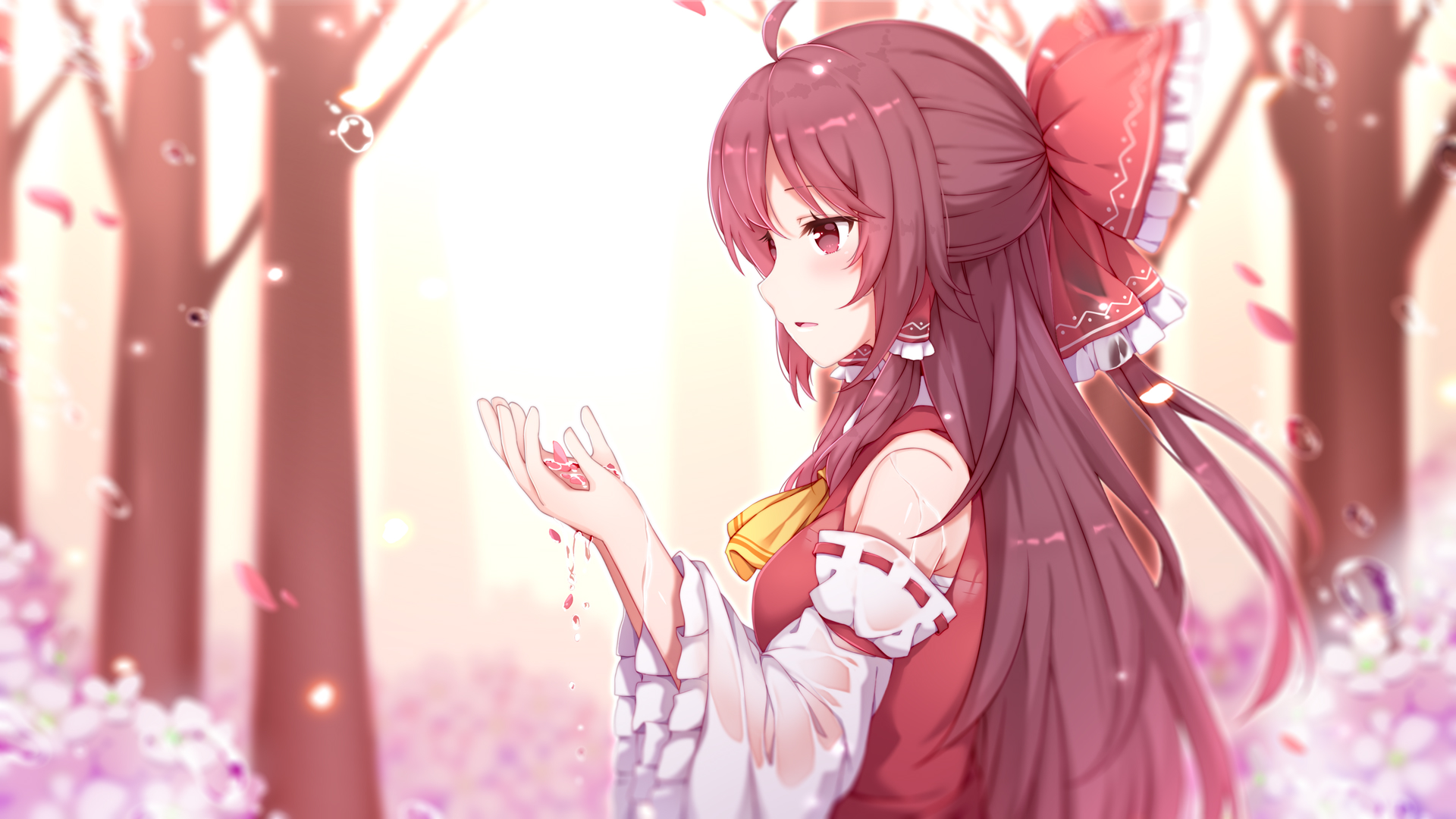 Reimu Hakurei in Yukata – Stunning HD Anime Wallpaper with Red Eyes and ...