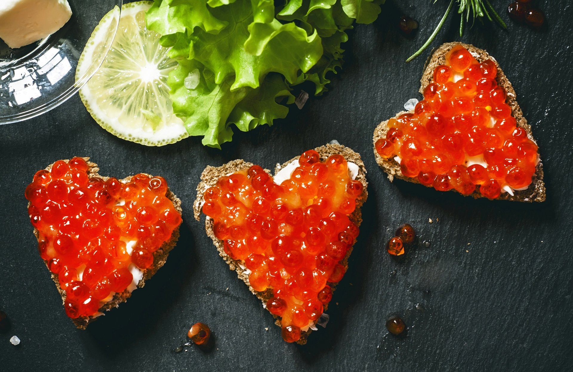Download Heart-shaped Seafood Food Caviar HD Wallpaper