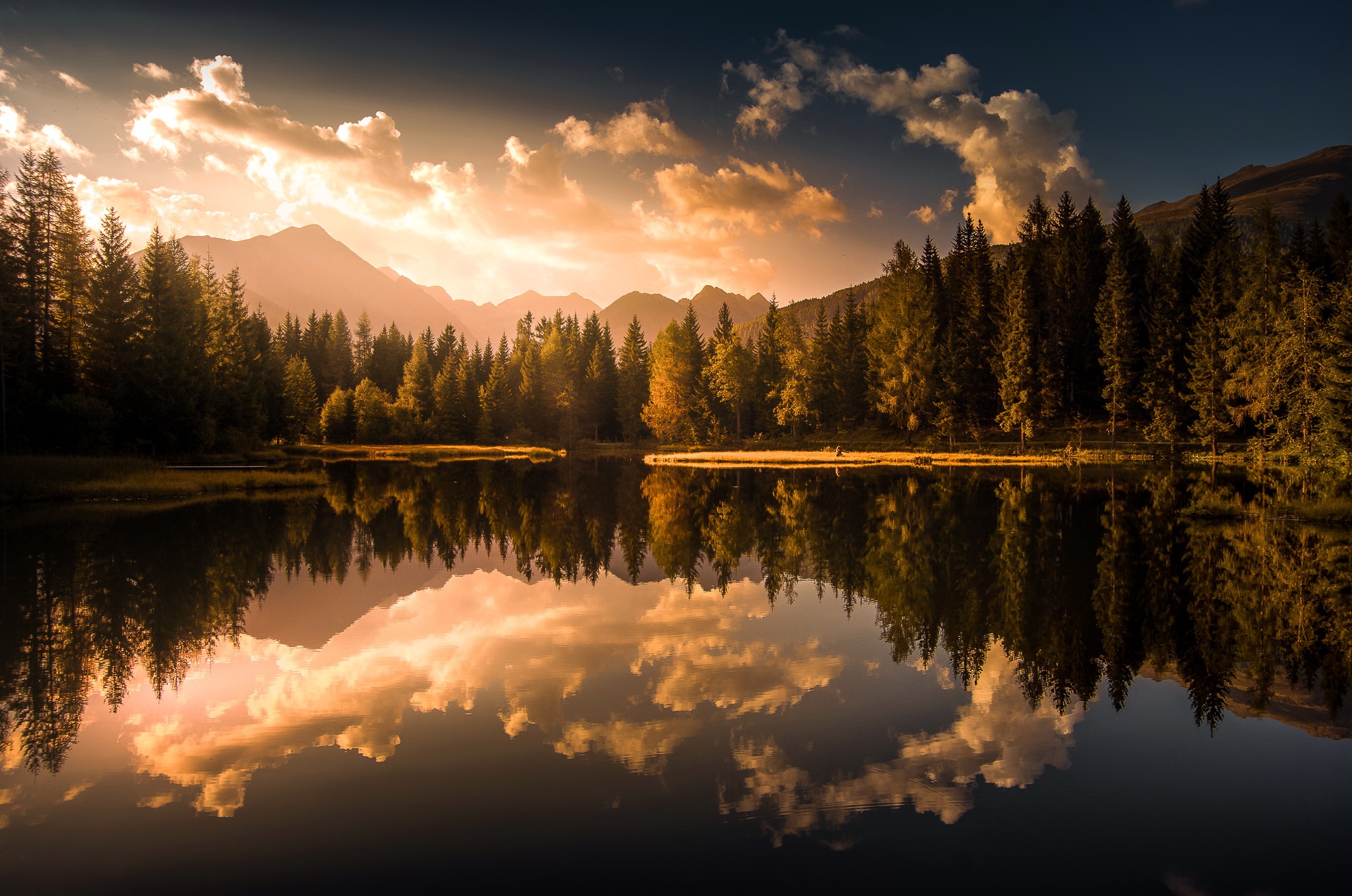 Download Cloud Lake Sunset Nature Reflection HD Wallpaper