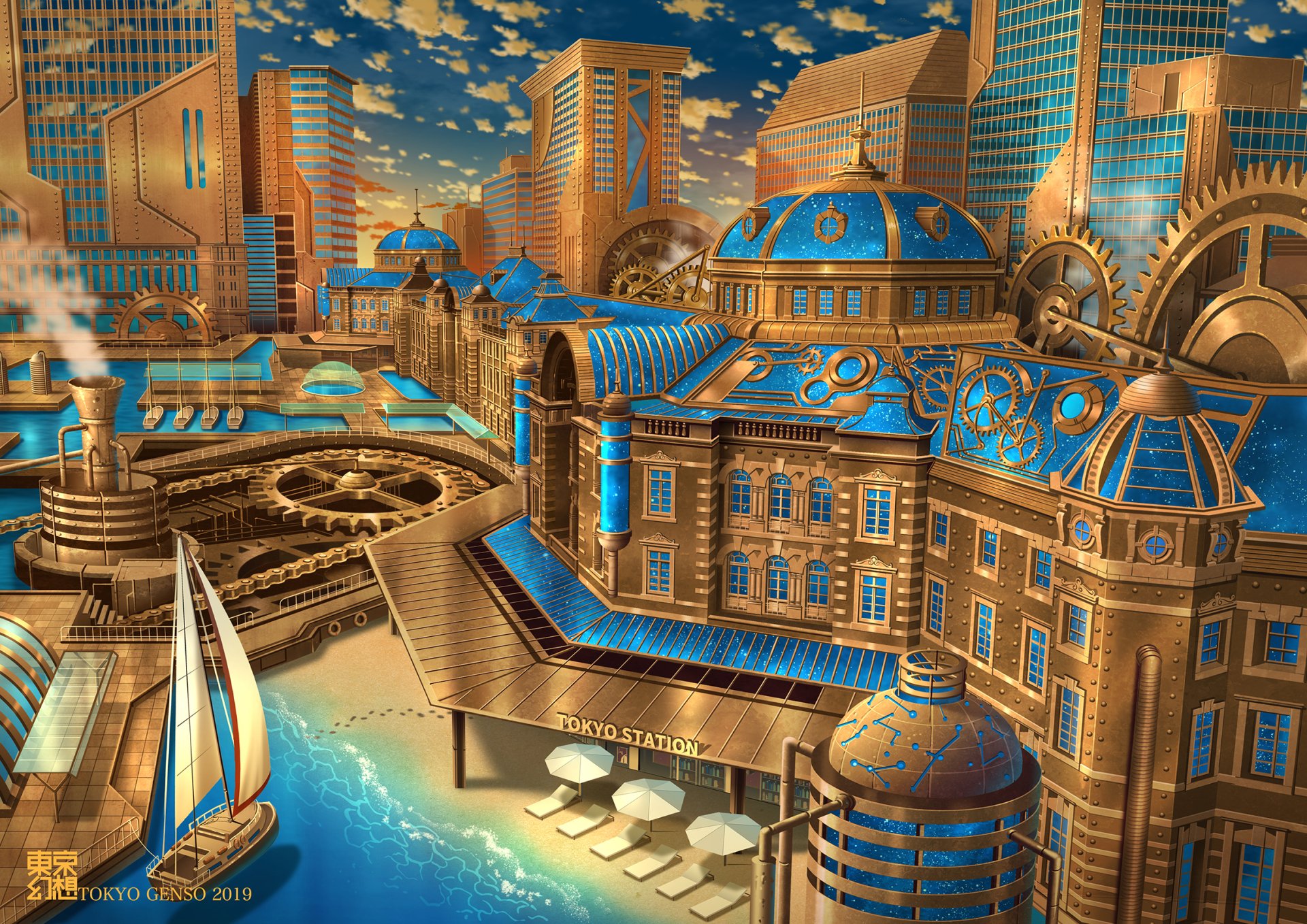 Steampunk Anime Cityscape HD Wallpaper: A Gear-Driven Urban Dreamscape ...