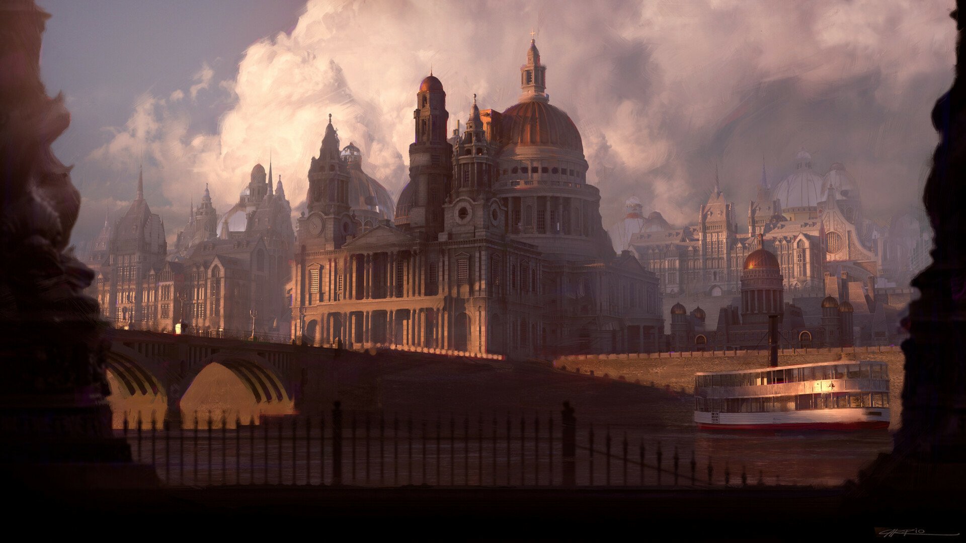 Victorian Fantasy Cityscape with Majestic Dome – HD Wallpaper by Pablo ...