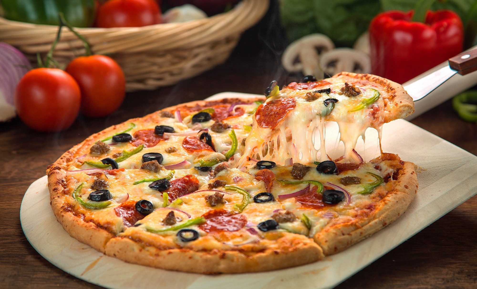 Download Still Life Food Pizza HD Wallpaper