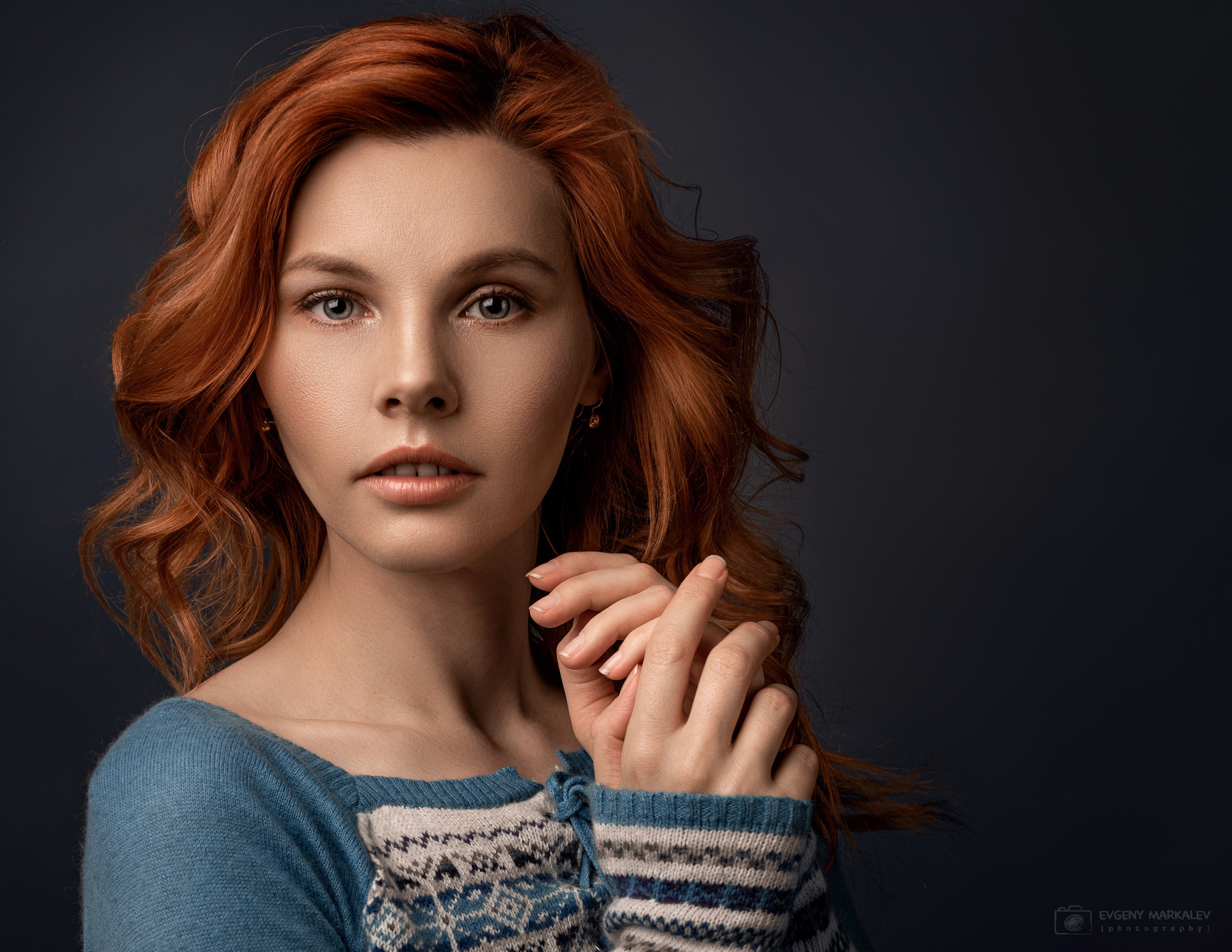 Download Face Redhead Blue Eyes Woman Model Hd Wallpaper By Evgeny Markalev