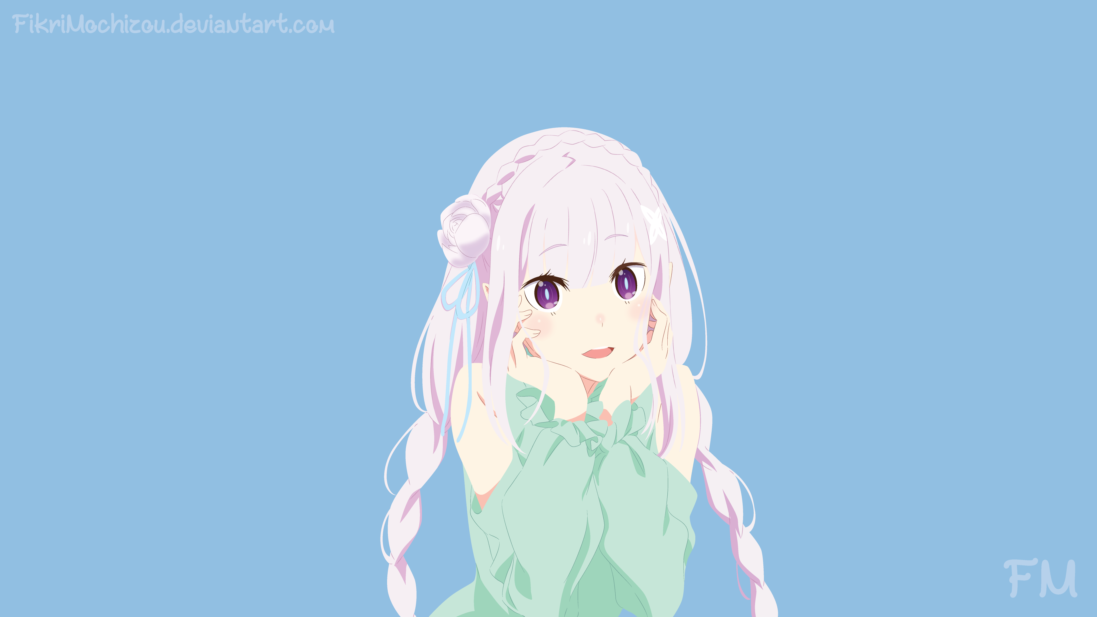 Download Long Hair Braid White Hair Purple Eyes Emilia (Re:ZERO) Anime ...