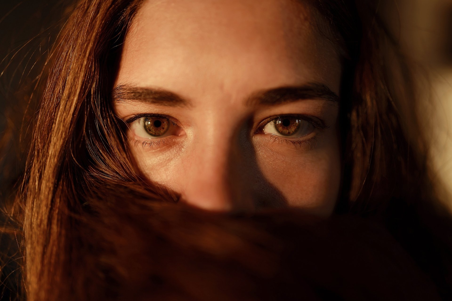 Download Redhead Stare Woman Face HD Wallpaper