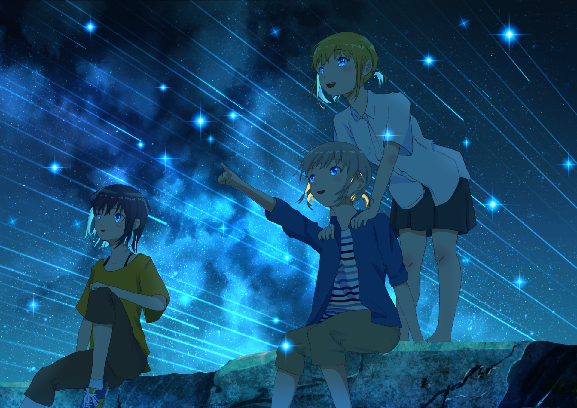 Download Shooting Star Starry Sky Anime Original HD Wallpaper by 雪町