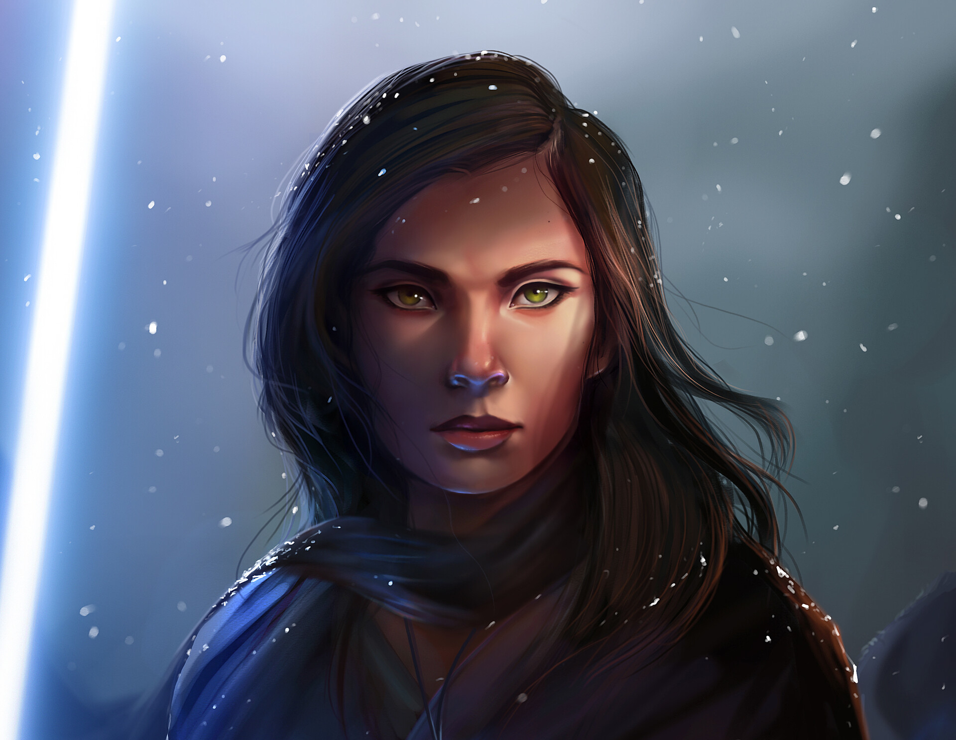 Download Lightsaber Brown Hair Green Eyes Face Sci Fi Star Wars HD ...