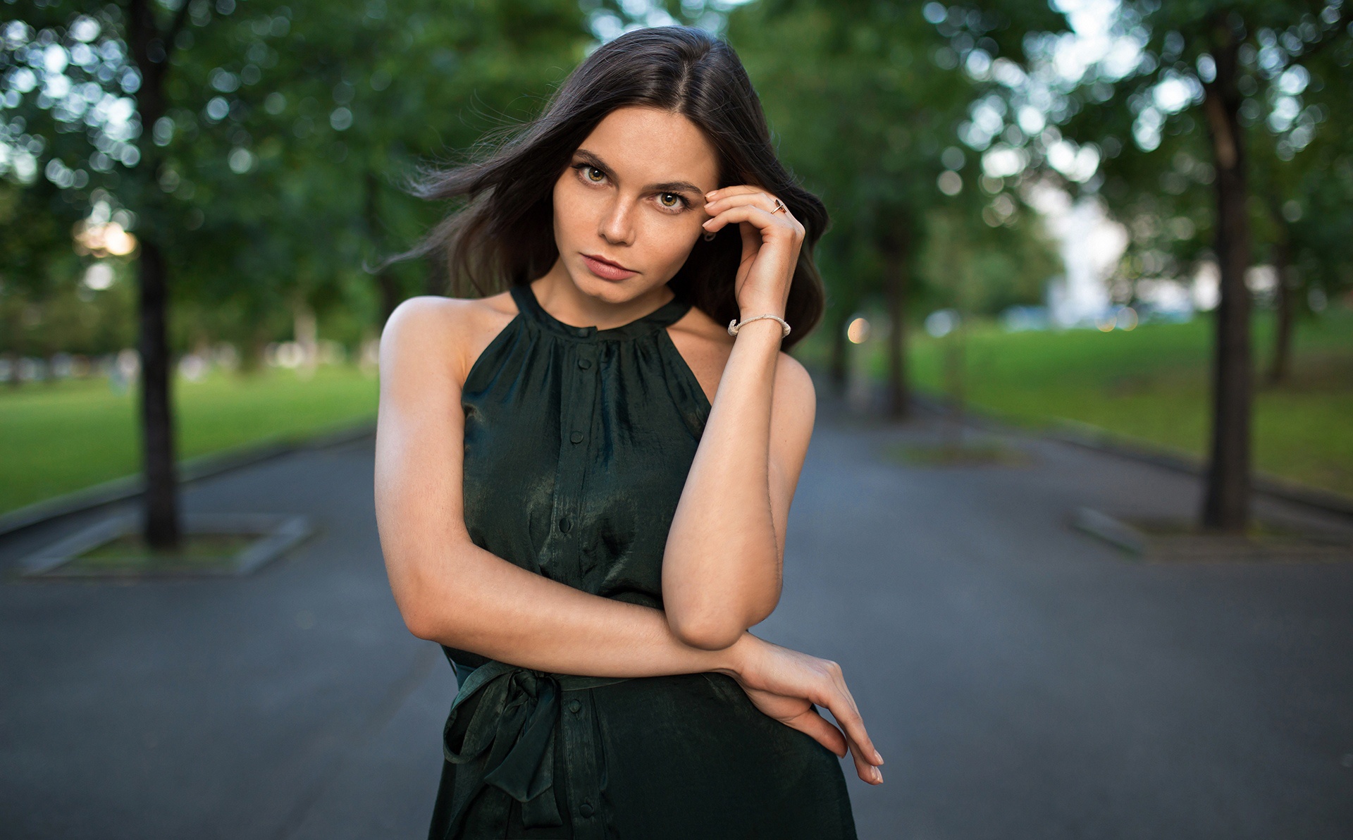 Download Black Hair Depth Of Field Dress Woman Model HD Wallpaper by Anton Fedorenko