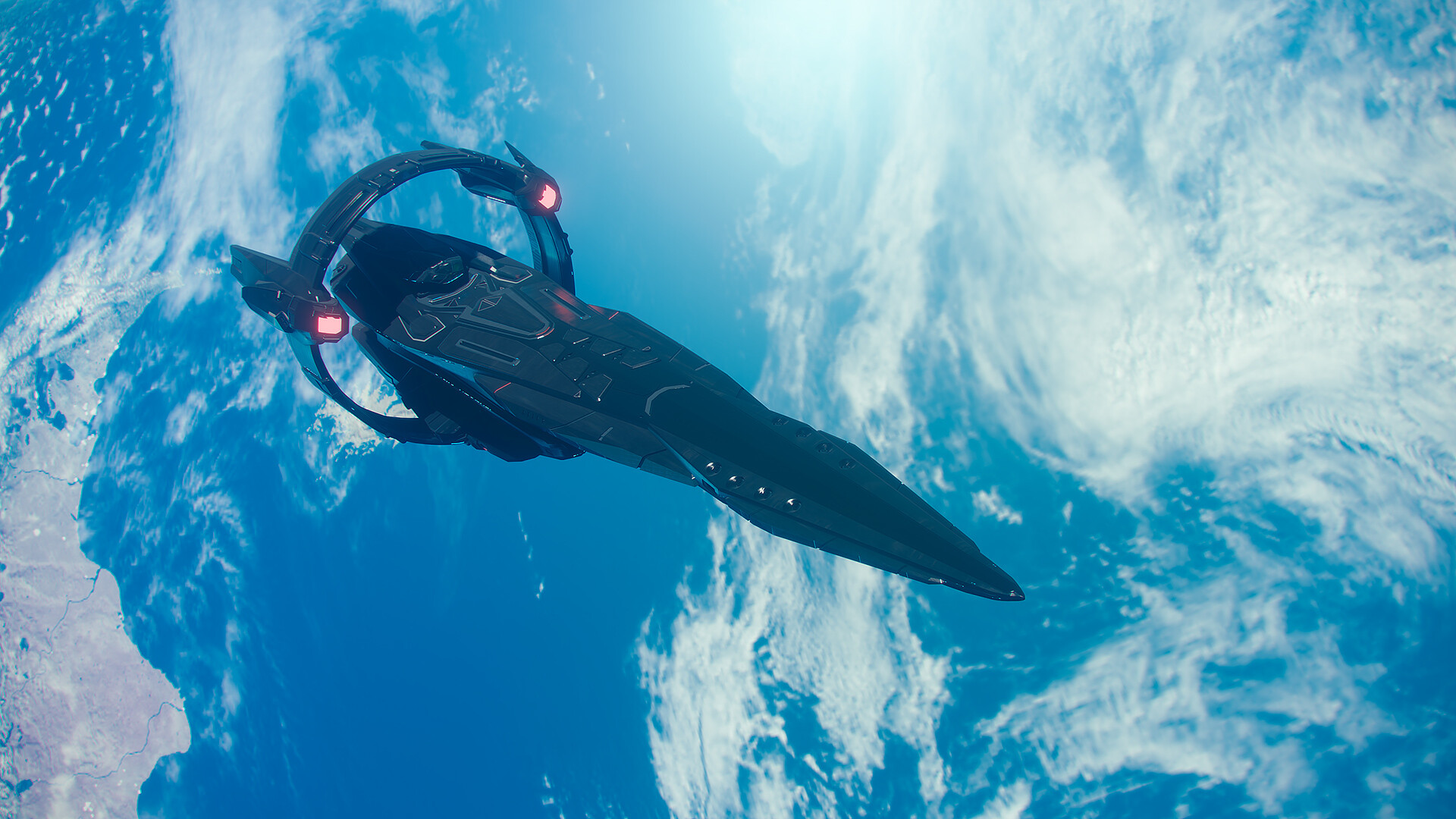Futuristic Sci-Fi Spaceship HD Wallpaper: Journey Beyond the Stars by Thibault Girard