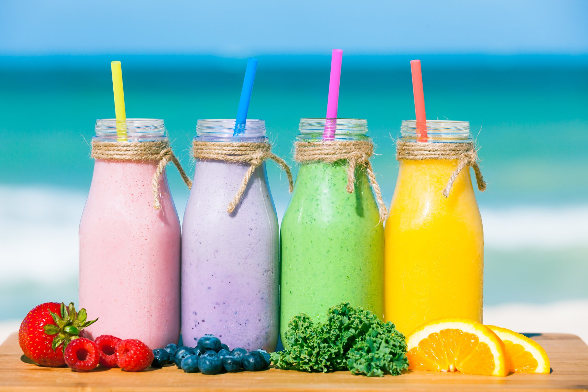 Refreshing Berry & Fruit Smoothies in Bottles | 4K Ultra HD Wallpaper ...