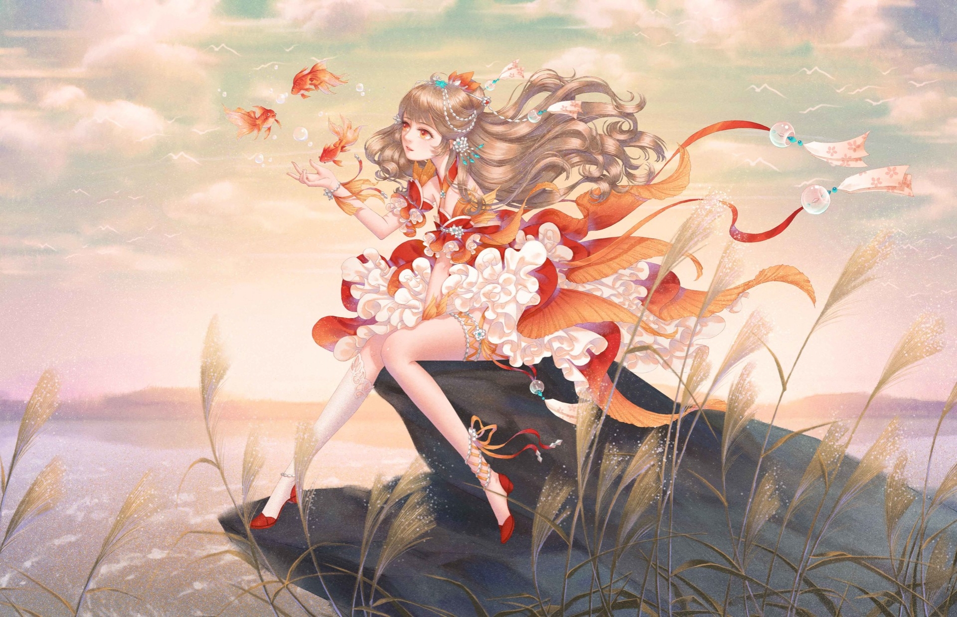 Download Fish Underwater Fantasy Woman HD Wallpaper by Yun Shao