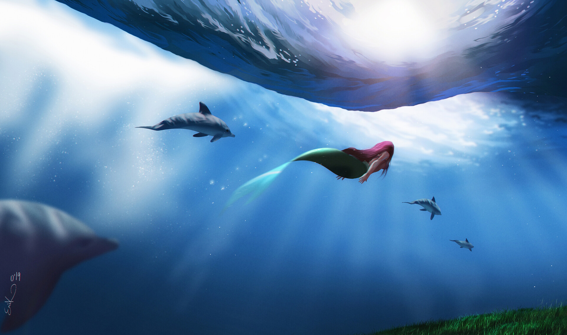 Download Sea Red Hair The Little Mermaid Underwater Mermaid Dolphin ...