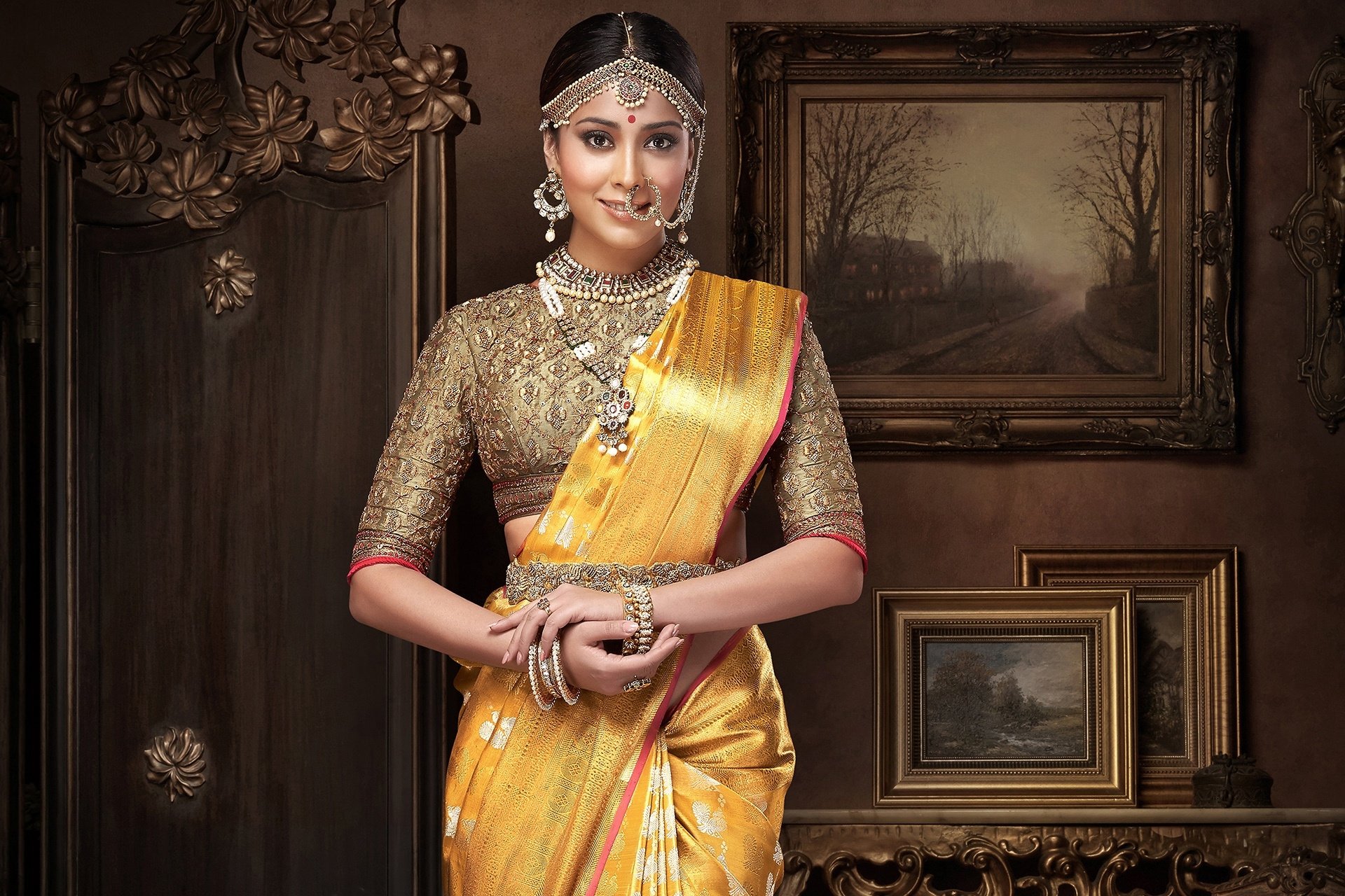 Download Necklace Earrings Black Hair Jewelry Saree Bollywood Actress ...