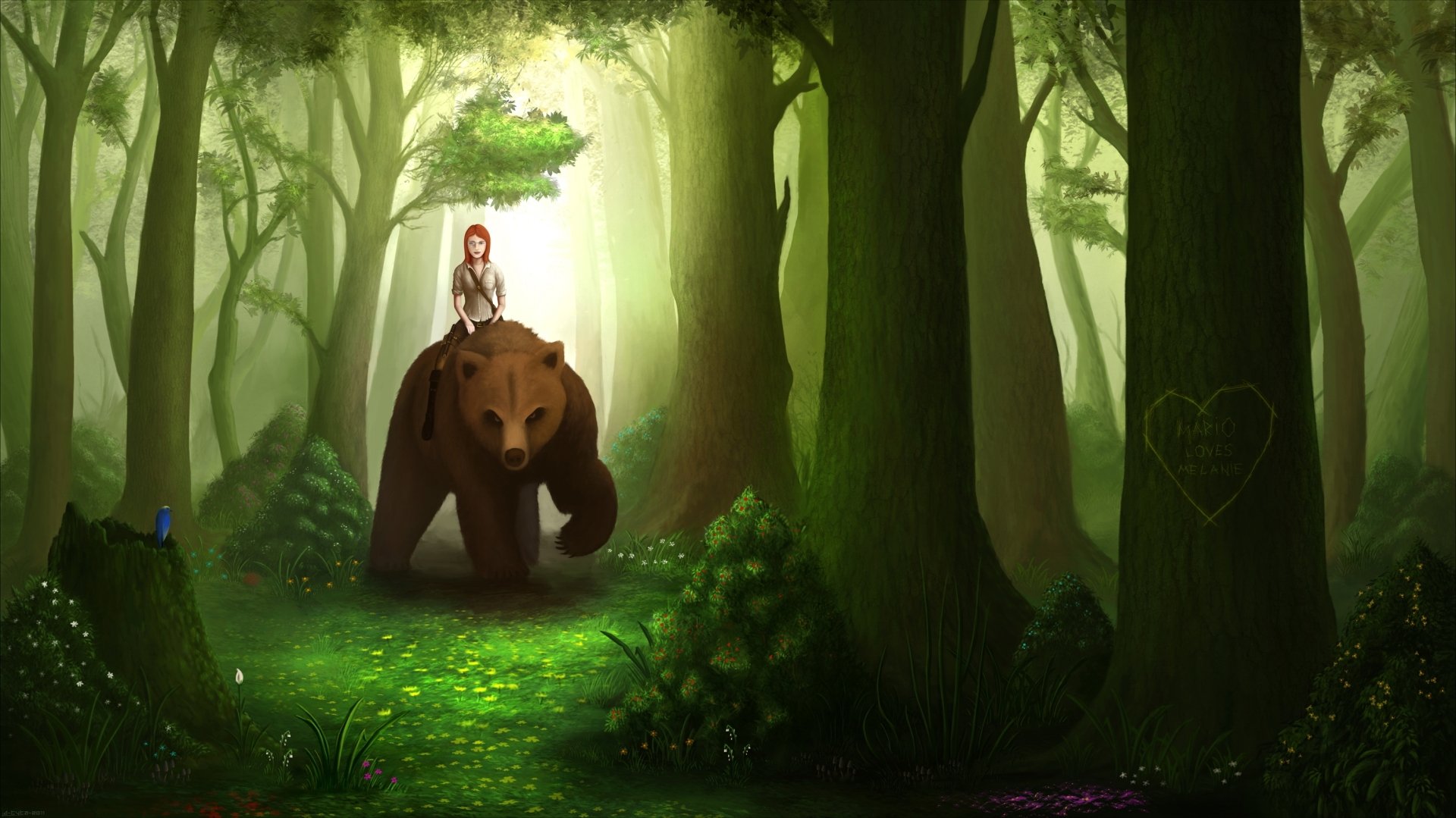 Download Forest Bear Artistic Fantasy HD Wallpaper