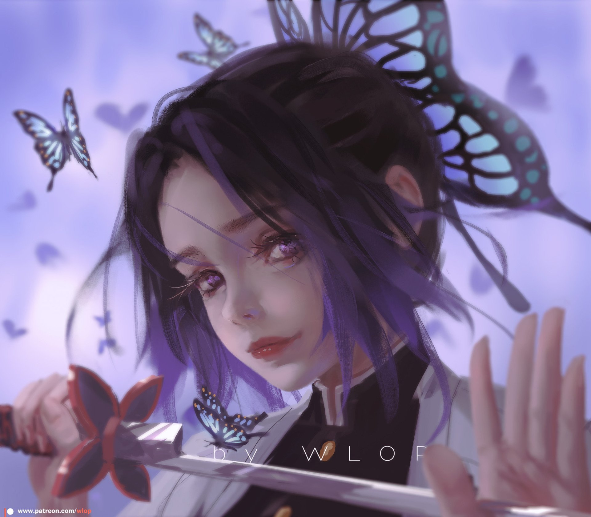 Shinobu Kochou HD Wallpaper - Demon Slayer's Grace by Wang Ling