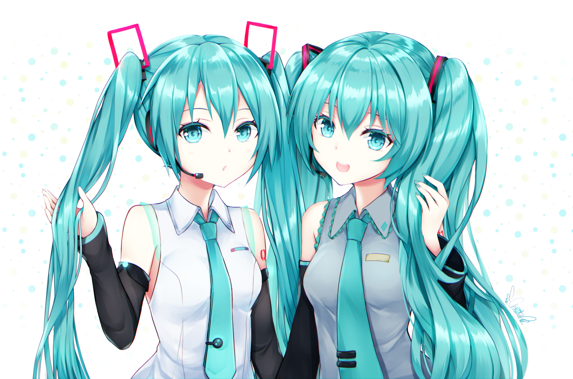 Download Long Hair Hatsune Miku Anime Vocaloid HD Wallpaper by 千羽茸みな