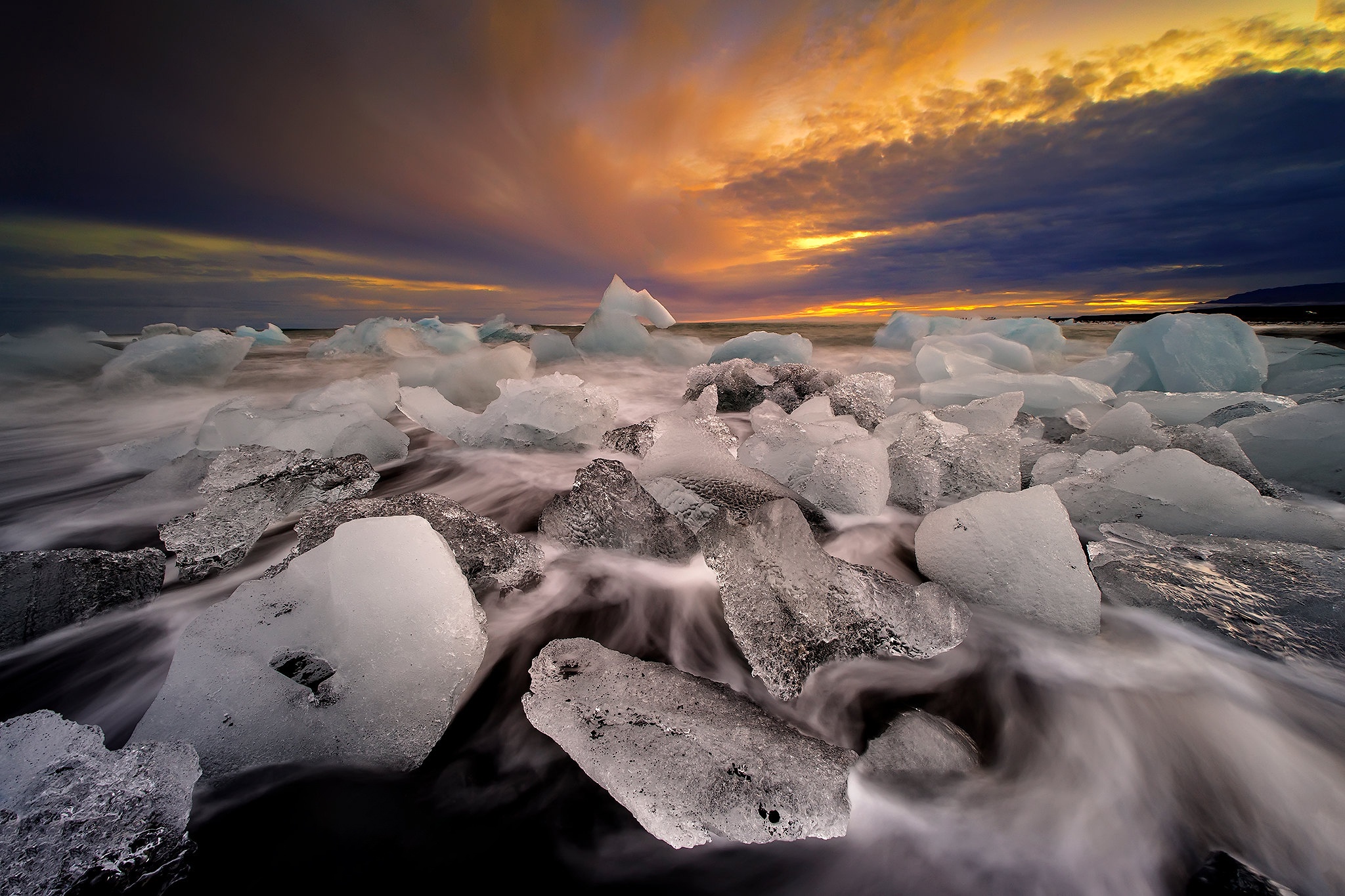Download Sunset Coast Cloud Iceland Nature Ice HD Wallpaper