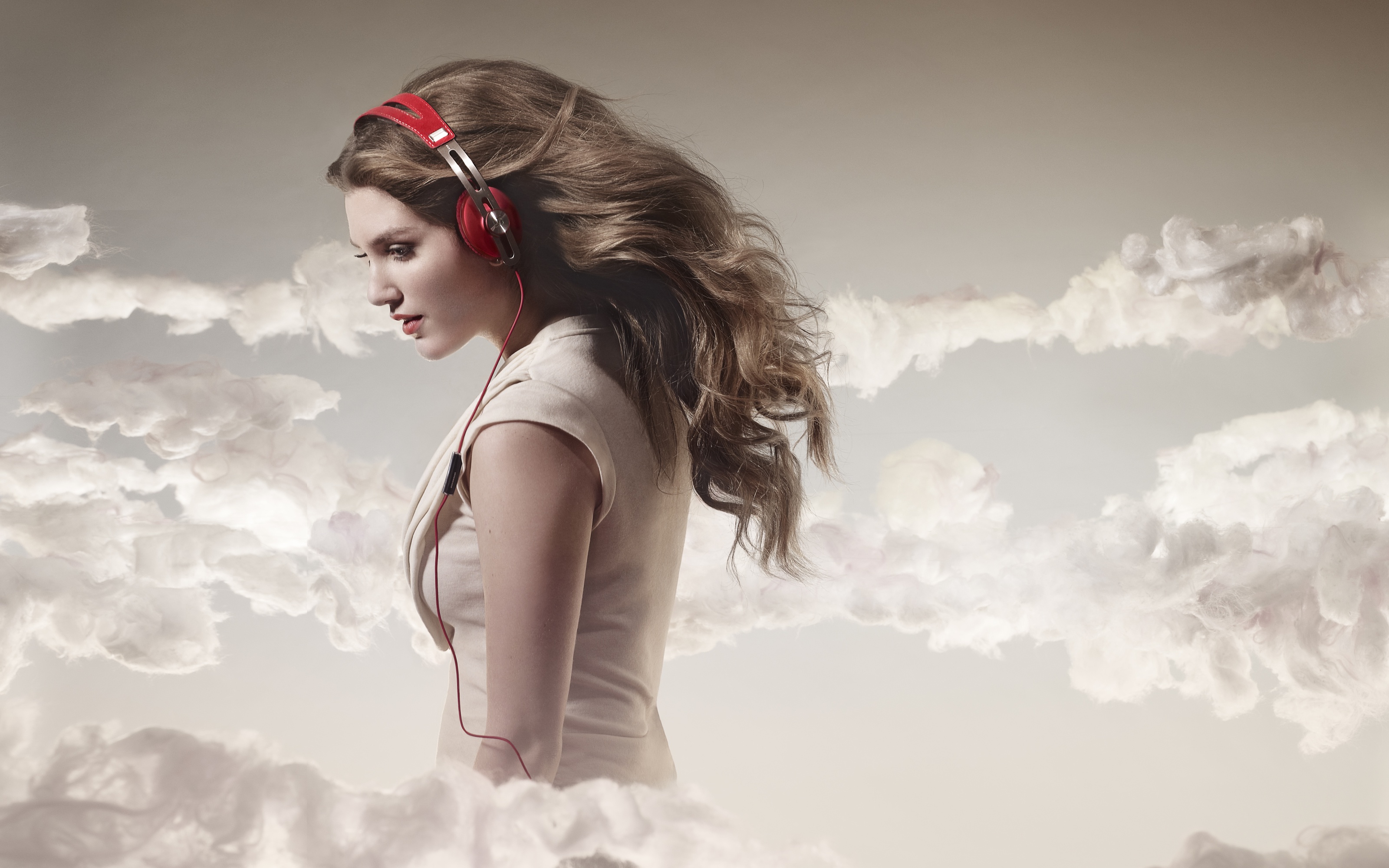 Download Profile Headphones Woman Mood HD Wallpaper