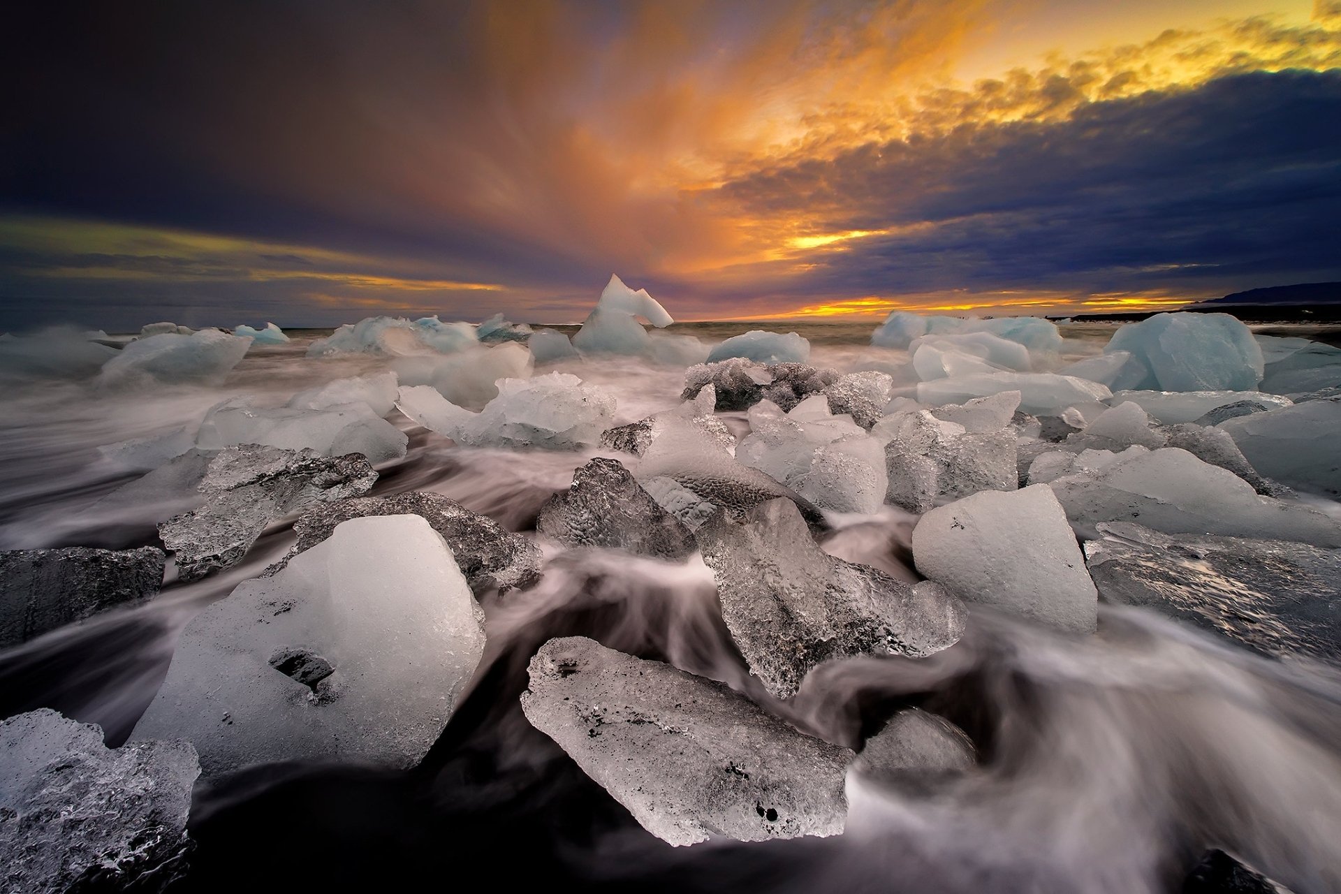 Download Sunset Coast Cloud Iceland Nature Ice HD Wallpaper