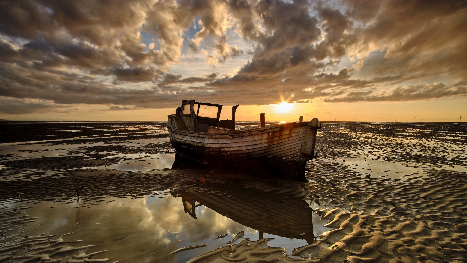 Download Sunbeam Boat Shore Vehicle Wreck 4k Ultra HD Wallpaper