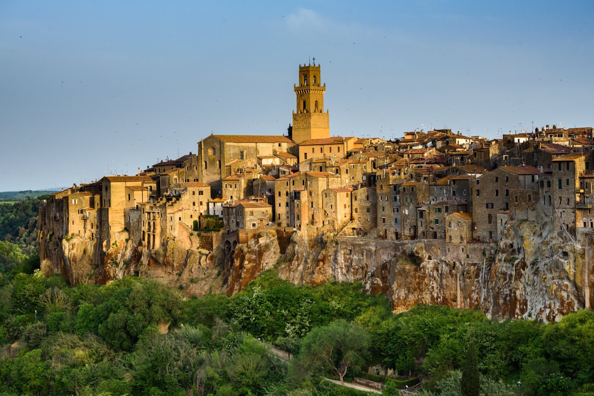 Download Bell Tower Tuscany Italy Man Made Pitigliano HD Wallpaper