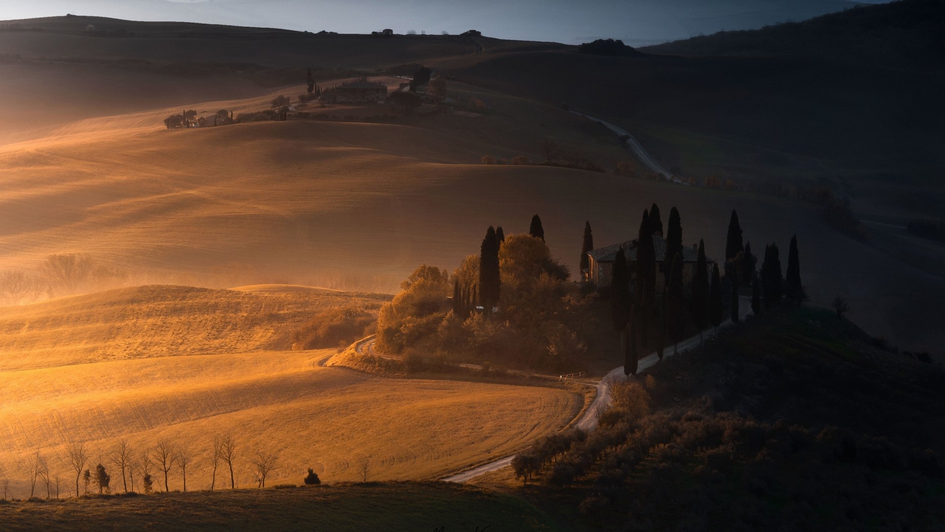 Download House Italy Field Hill Dawn Road Photography Tuscany 4k Ultra ...
