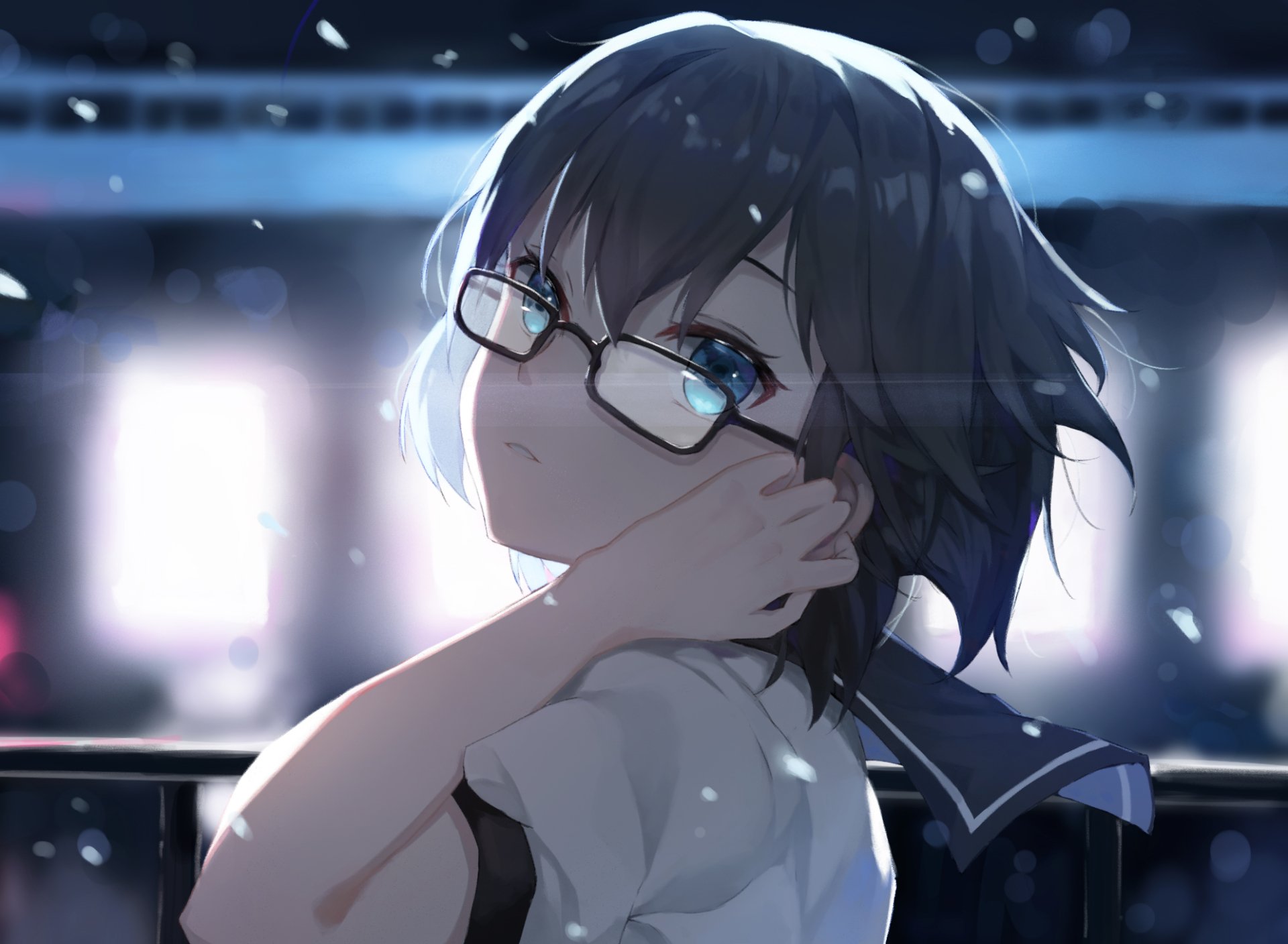 Download Short Hair Glasses Anime Original HD Wallpaper by Nakor ...