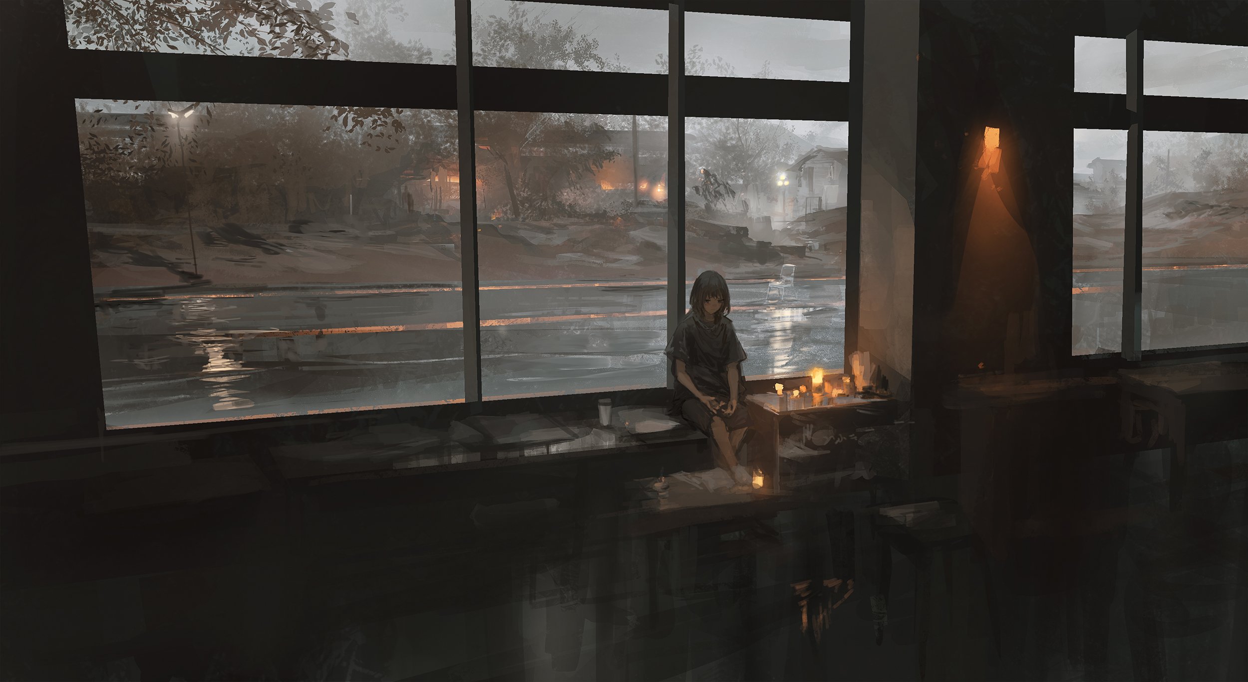 Serene Anime Rain: Moody Light and Quiet Moments in HD by _LM7_
