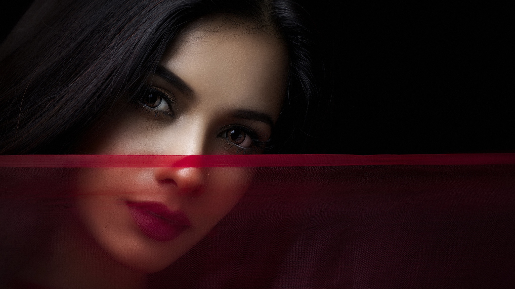 Download Black Hair Model Woman Face HD Wallpaper