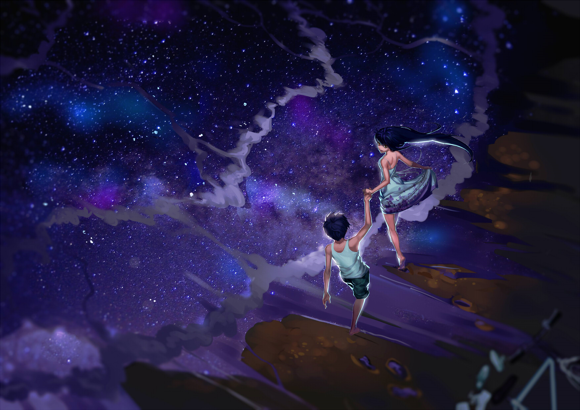 Download Sea Couple Night Anime Beach Anime Couple Anime Night Anime ...