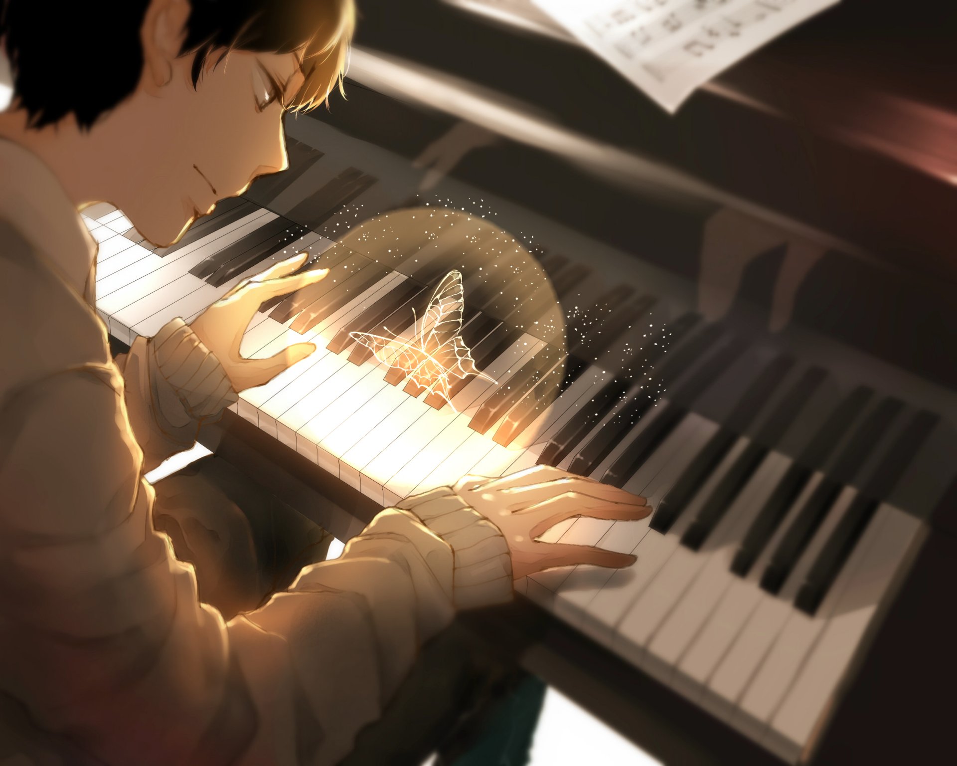 Download Butterfly Piano Anime Music HD Wallpaper by 猫怒怒 | 2500x2000 ...