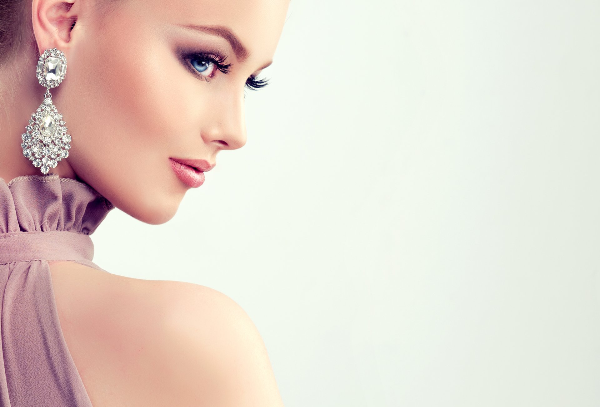 Download Earrings Profile Face Makeup Portrait Woman Model HD Wallpaper ...