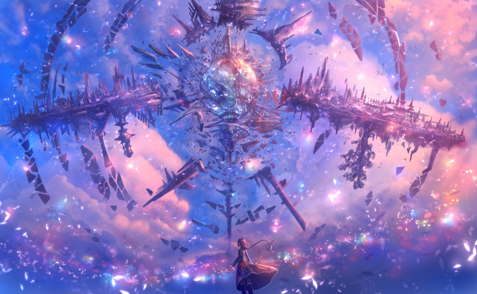 Epic Sci-Fi Fantasy Anime: Stunning HD Cosmic Battle Wallpaper by 防人