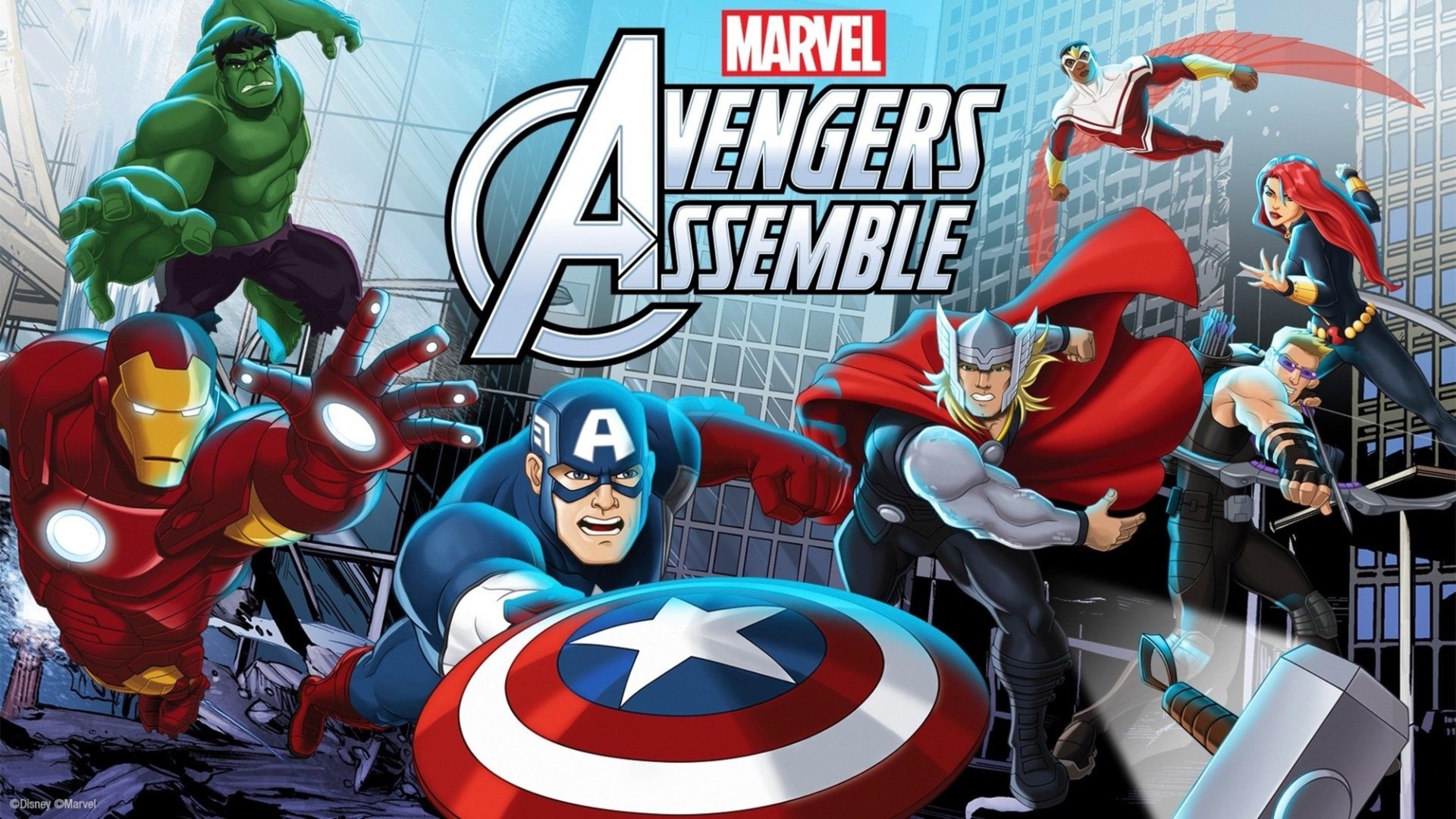 Marvel's Avengers Assemble — Cap, Iron Man, Thor, Hulk, Hawkeye, Black ...