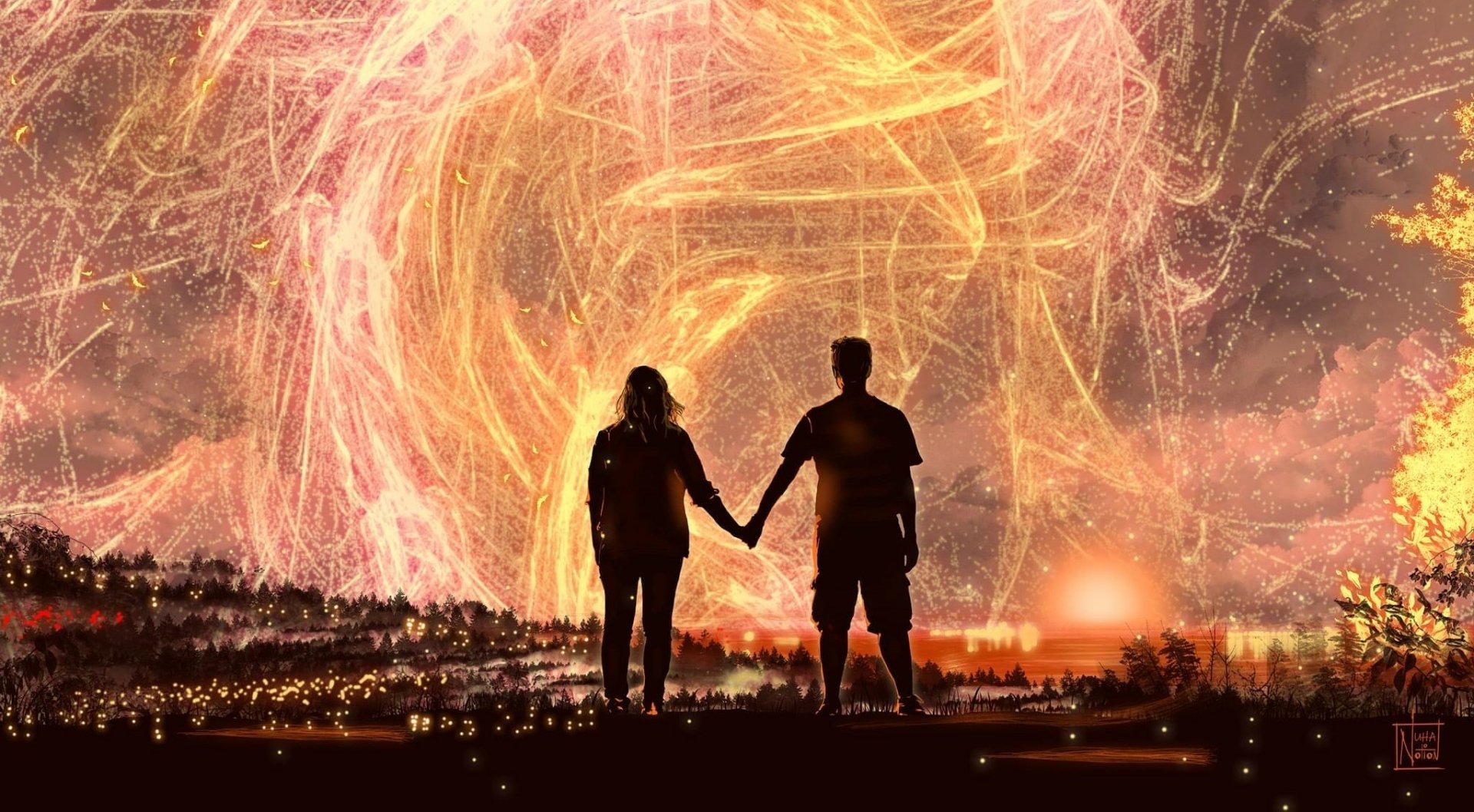 Download Night Couple Artistic Romantic HD Wallpaper by Nuha Notion