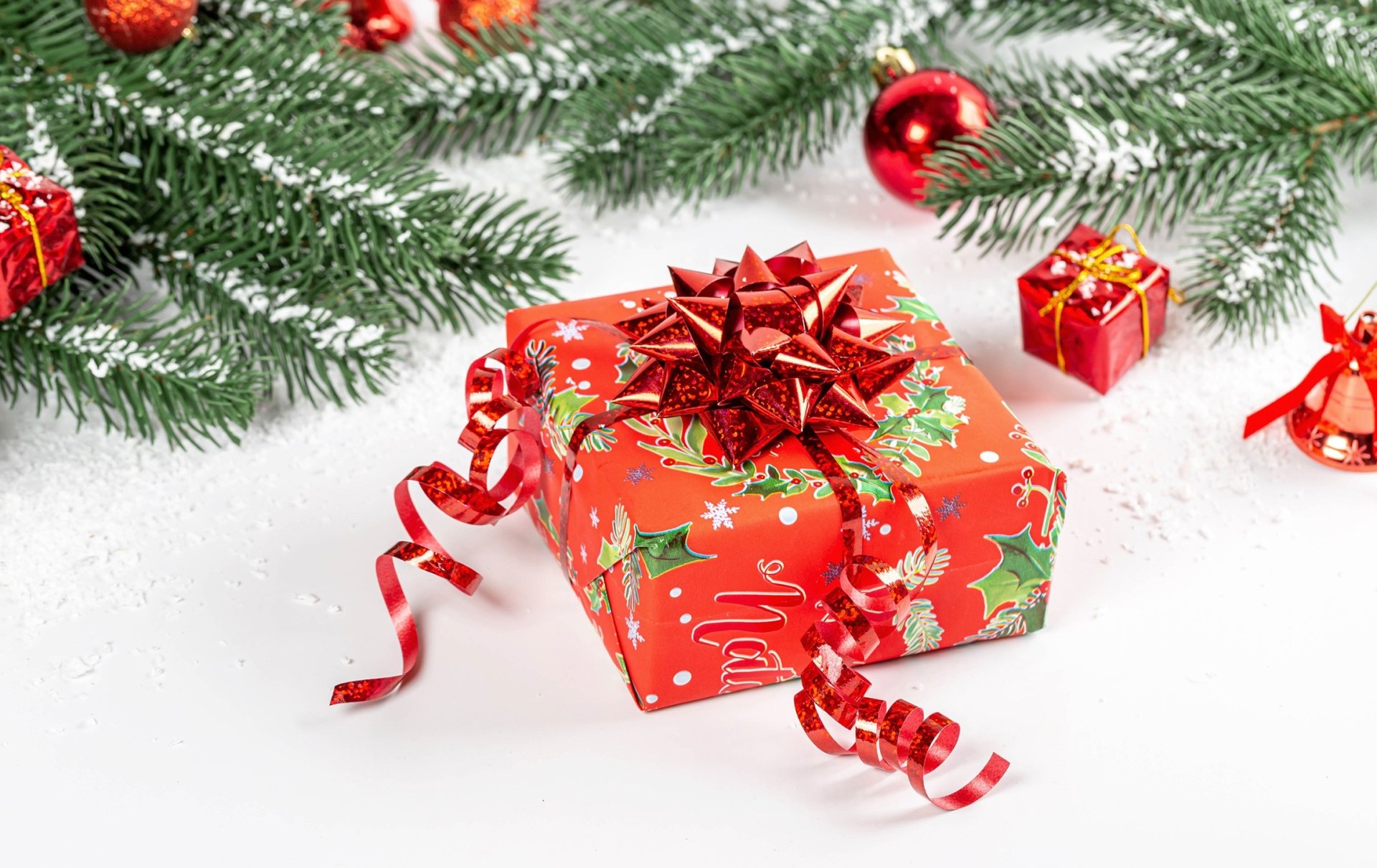 Festive Gift Delight HD Wallpaper: Wrapped Joy Under the Pines ...