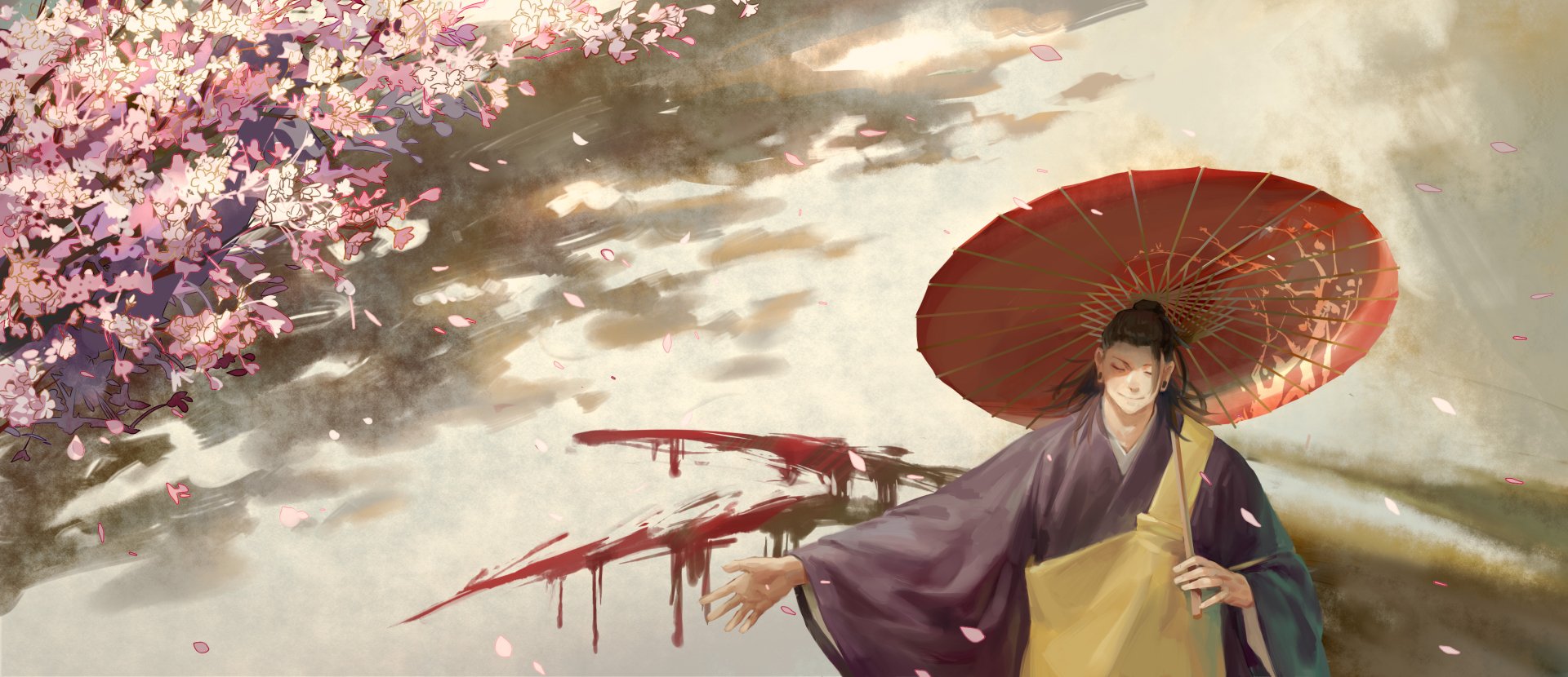 Suguru Geto HD Wallpaper – Jujutsu Kaisen Anime Elegance in Bloom by 牙ya