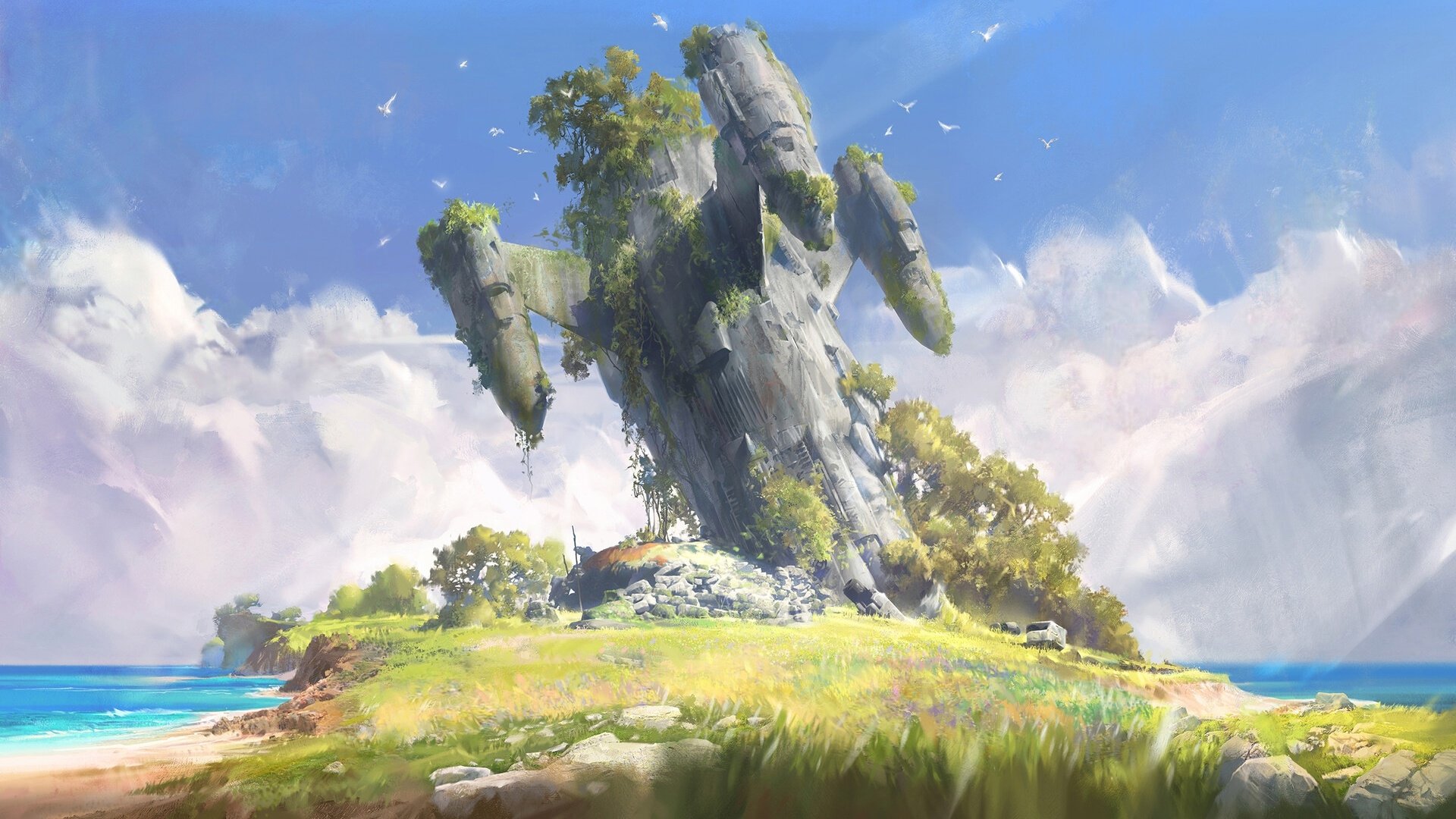 Download Spaceship Sci Fi Wreck HD Wallpaper by Nicholas Park