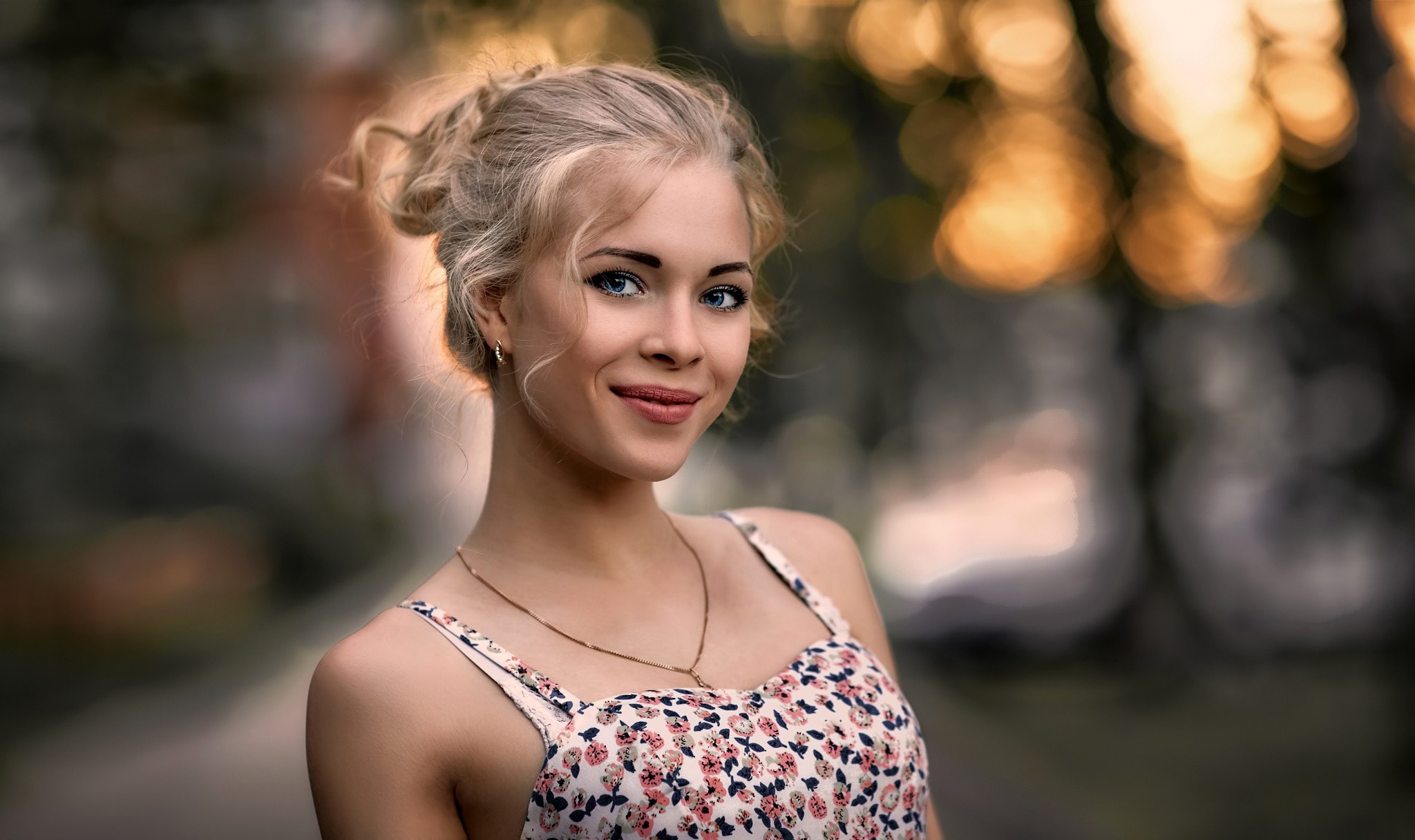 Download Blue Eyes Bokeh Depth Of Field Blonde Woman Model HD Wallpaper by Sergey Baryshev