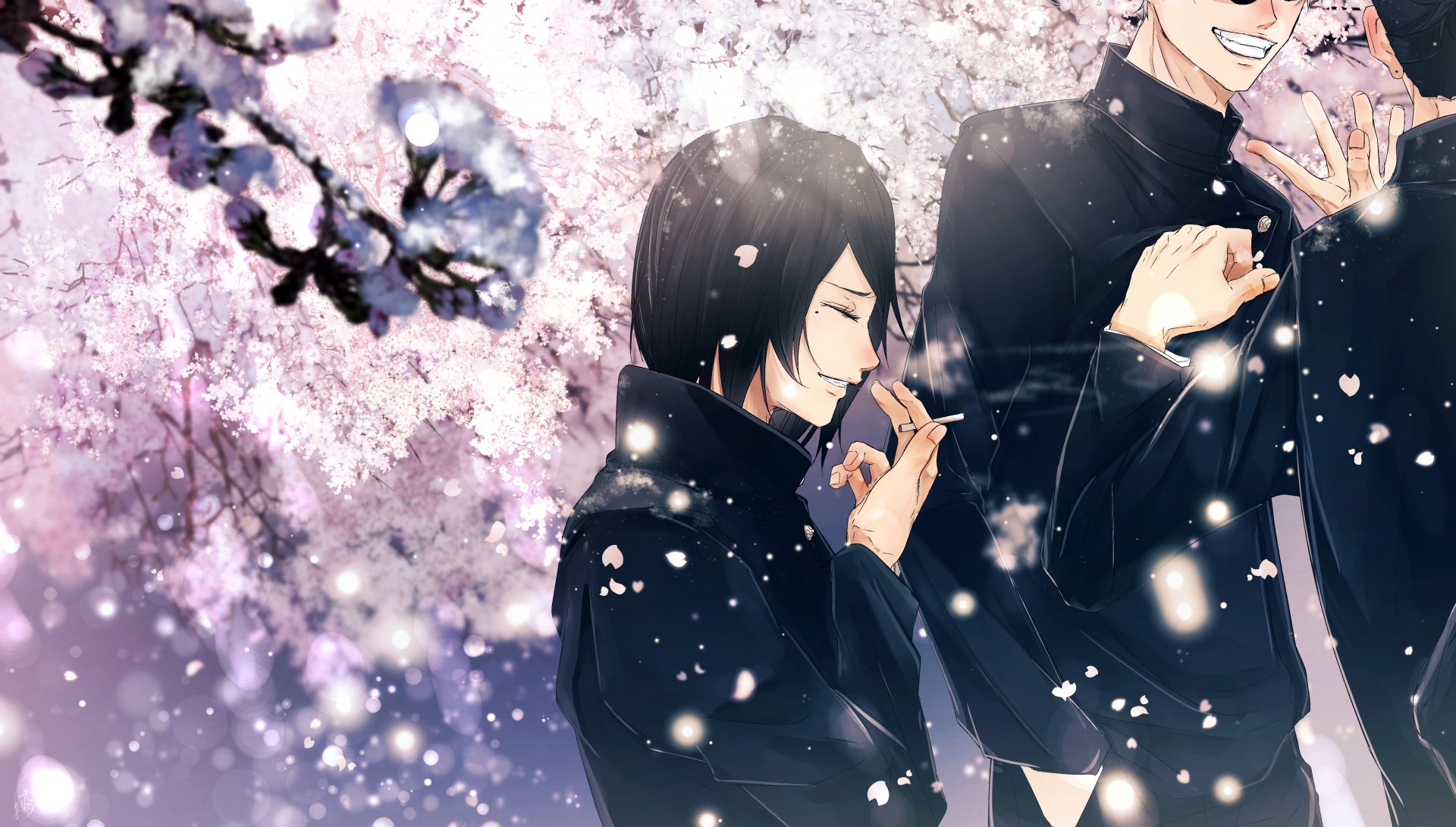 Download Sakura Cherry Blossom School Uniform Black Hair Suguru Geto ...