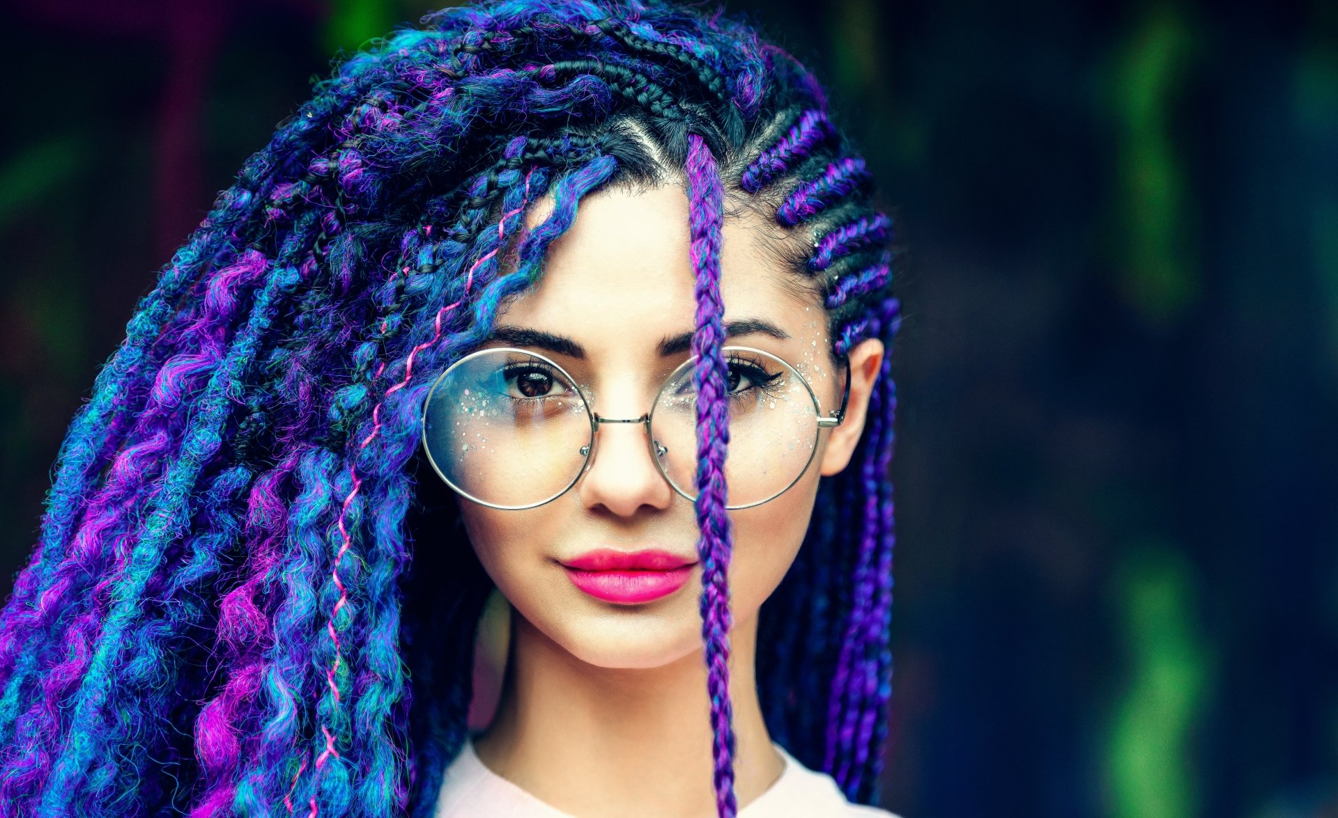 8K Ultra HD Vibrant Braid & Glasses Portrait of a Stylish Woman