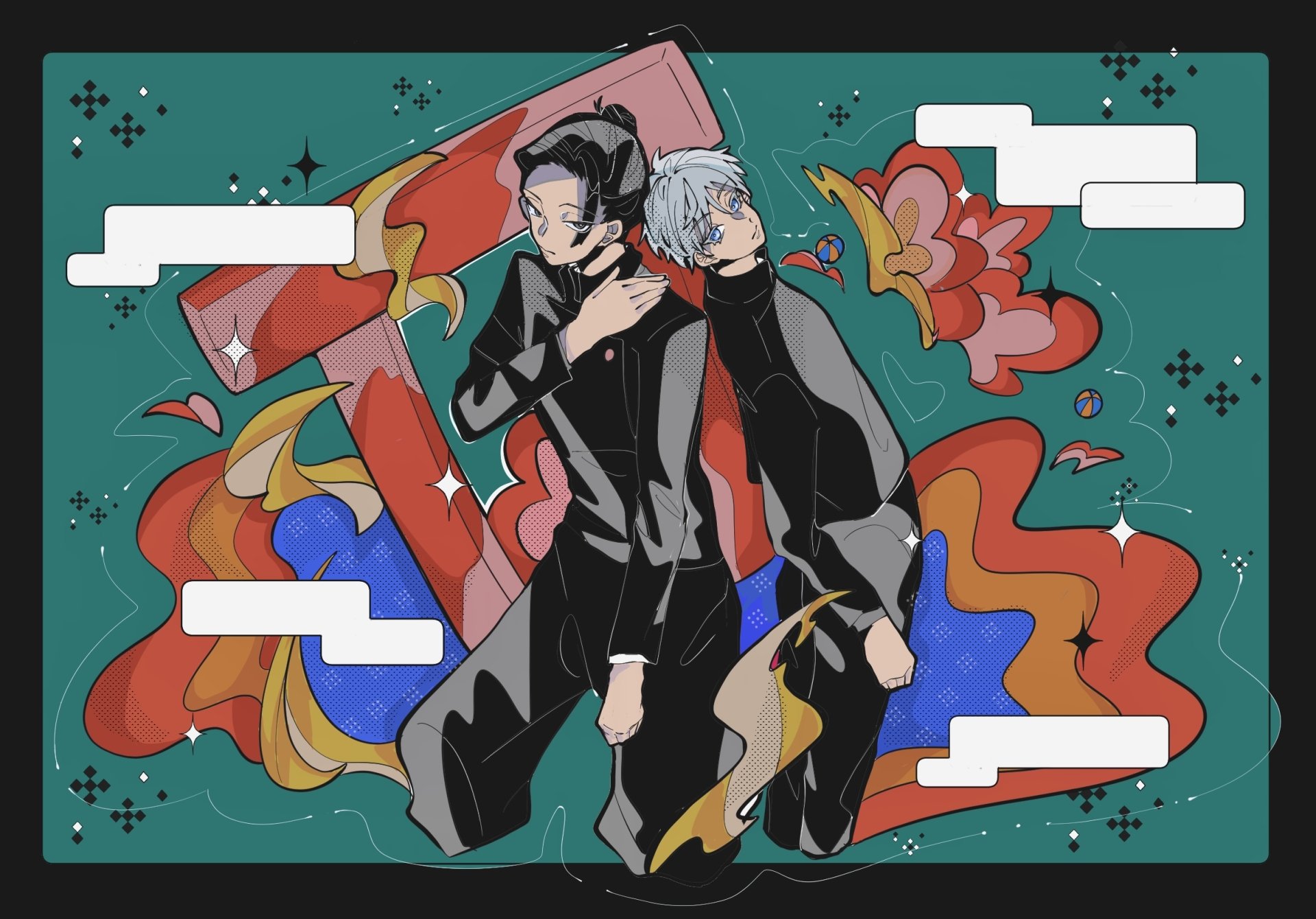 Download School Uniform Black Hair Suguru Geto Blue Eyes White Hair ...